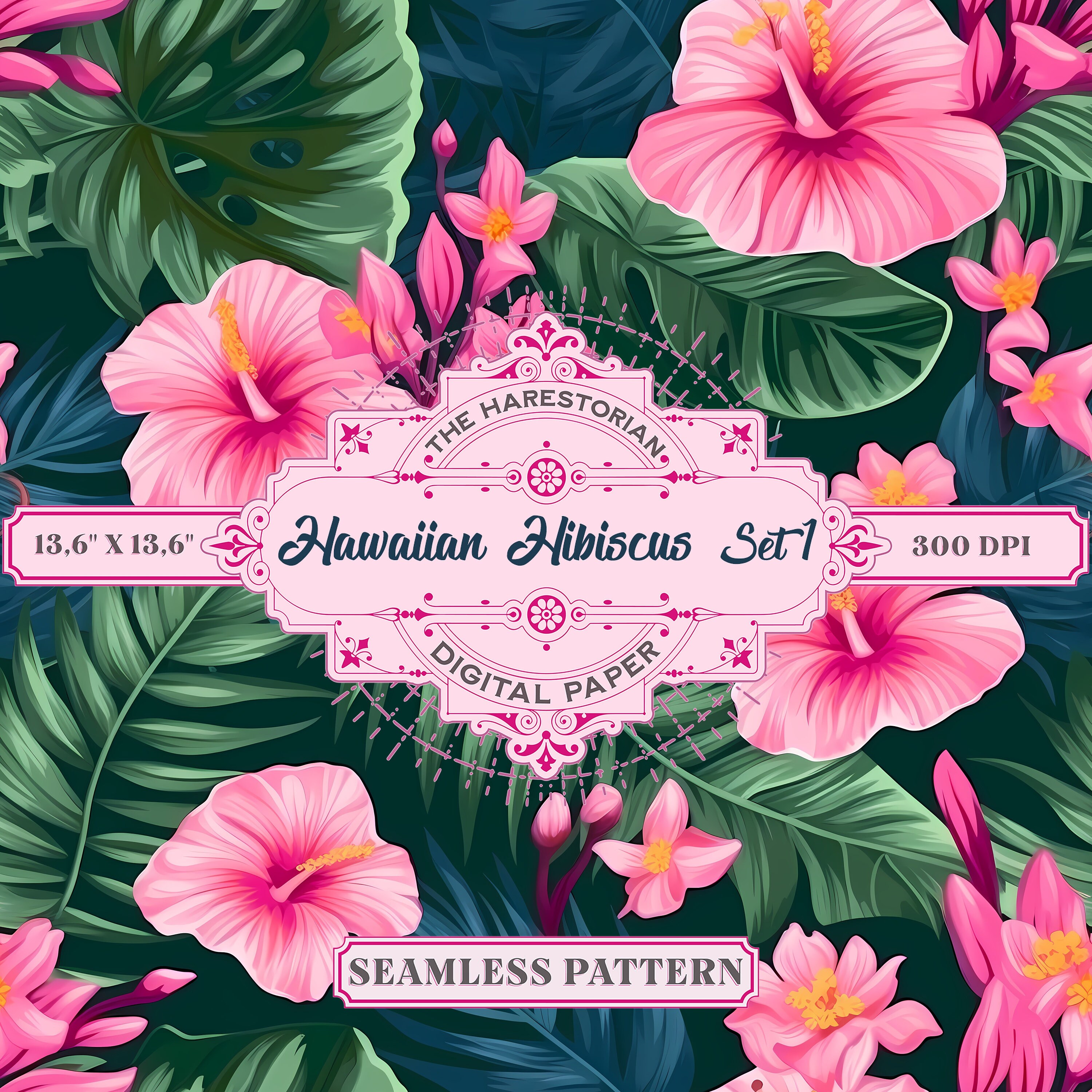 Hawaiian Hibiscus (set of 24), Tropical Flowers, Digital Art, Instant ...