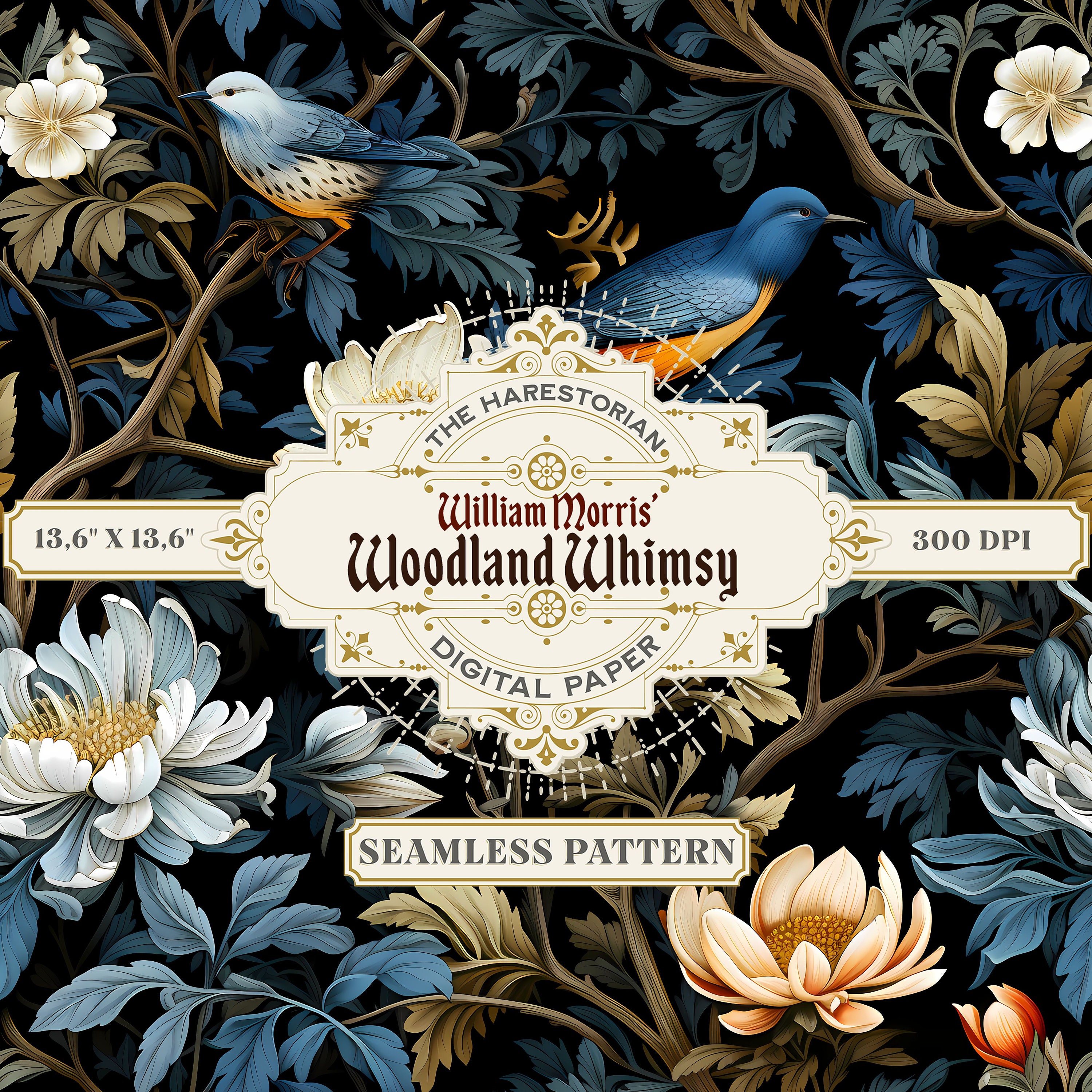 William Morris Woodland Whimsy (set of 18), Victorian English Pattern ...