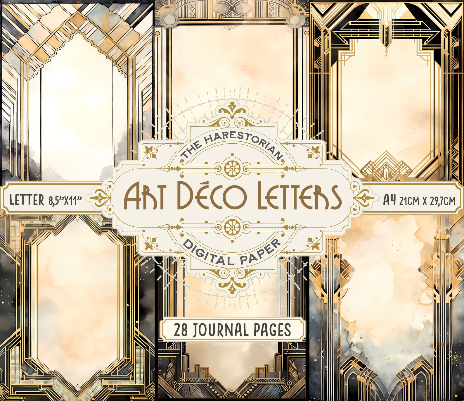 Art Déco Letters (set of 28), Art Deco Junk Journal Pages in Letter ...