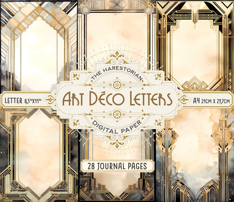 Art Déco Letters (set of 28), Art Deco Junk Journal Pages in Letter ...
