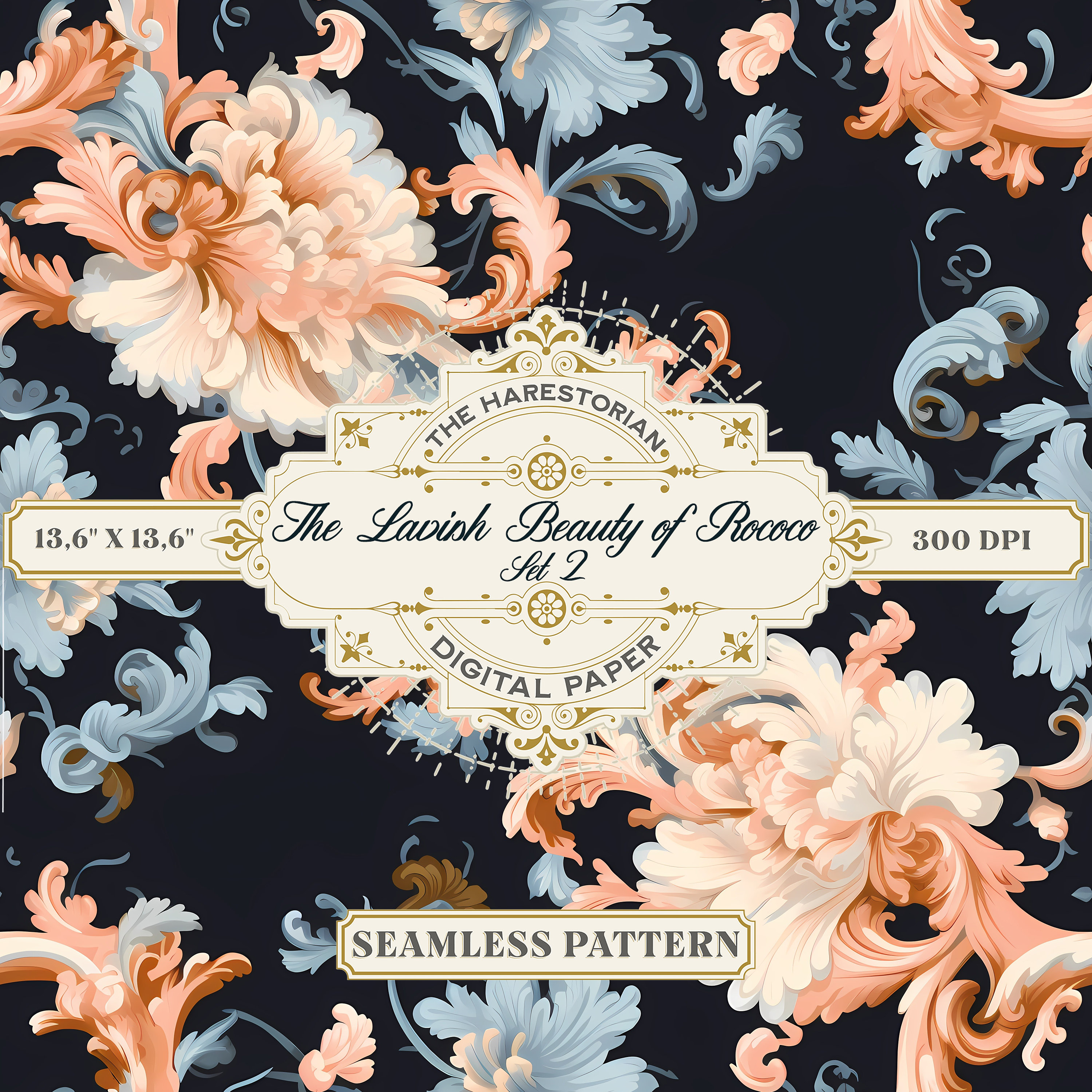 The Lavish Beauty of Rococo (set of 12), Digital Art, Instant Download ...
