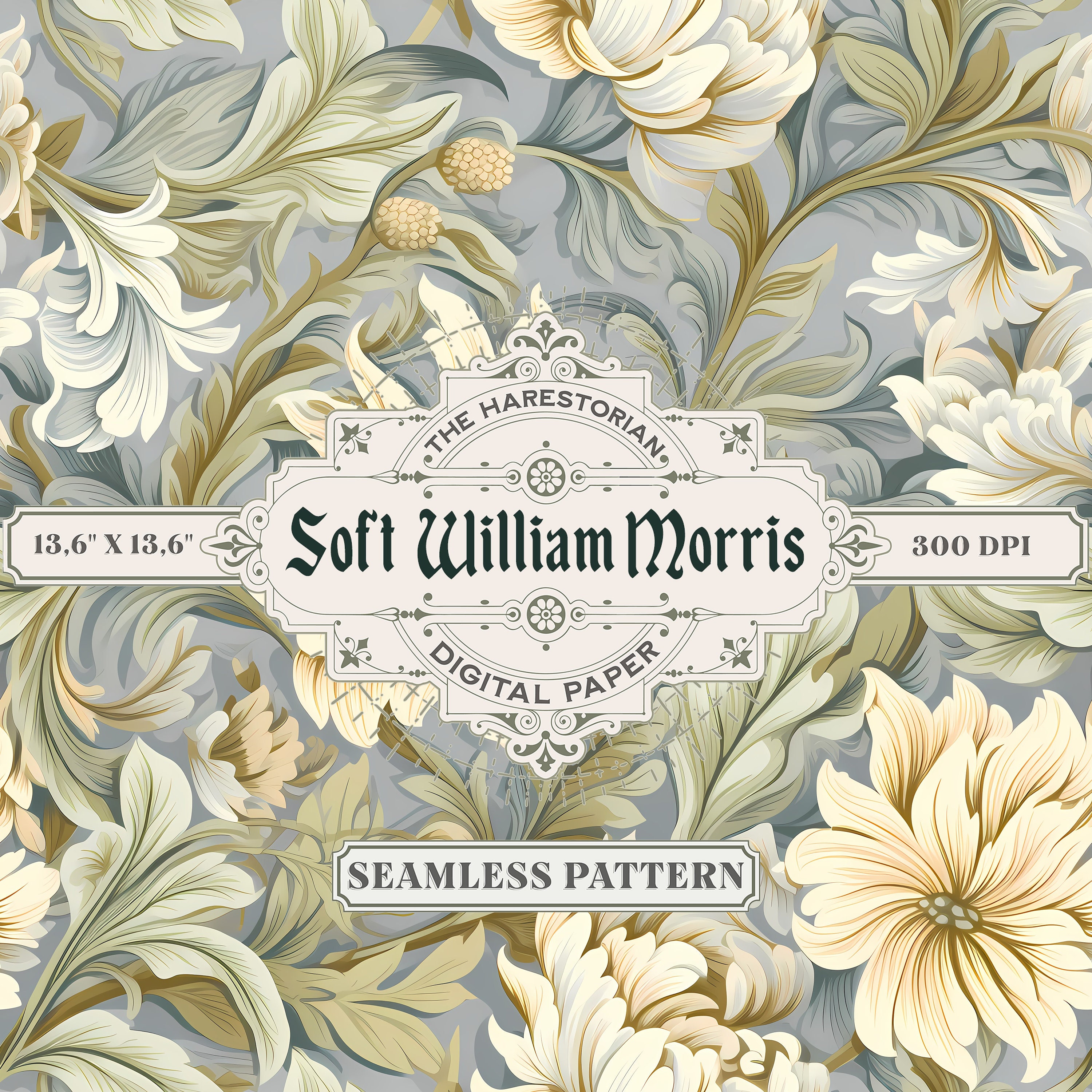 Soft William Morris Set of 24, English Victorian Pattern, Digital Art ...