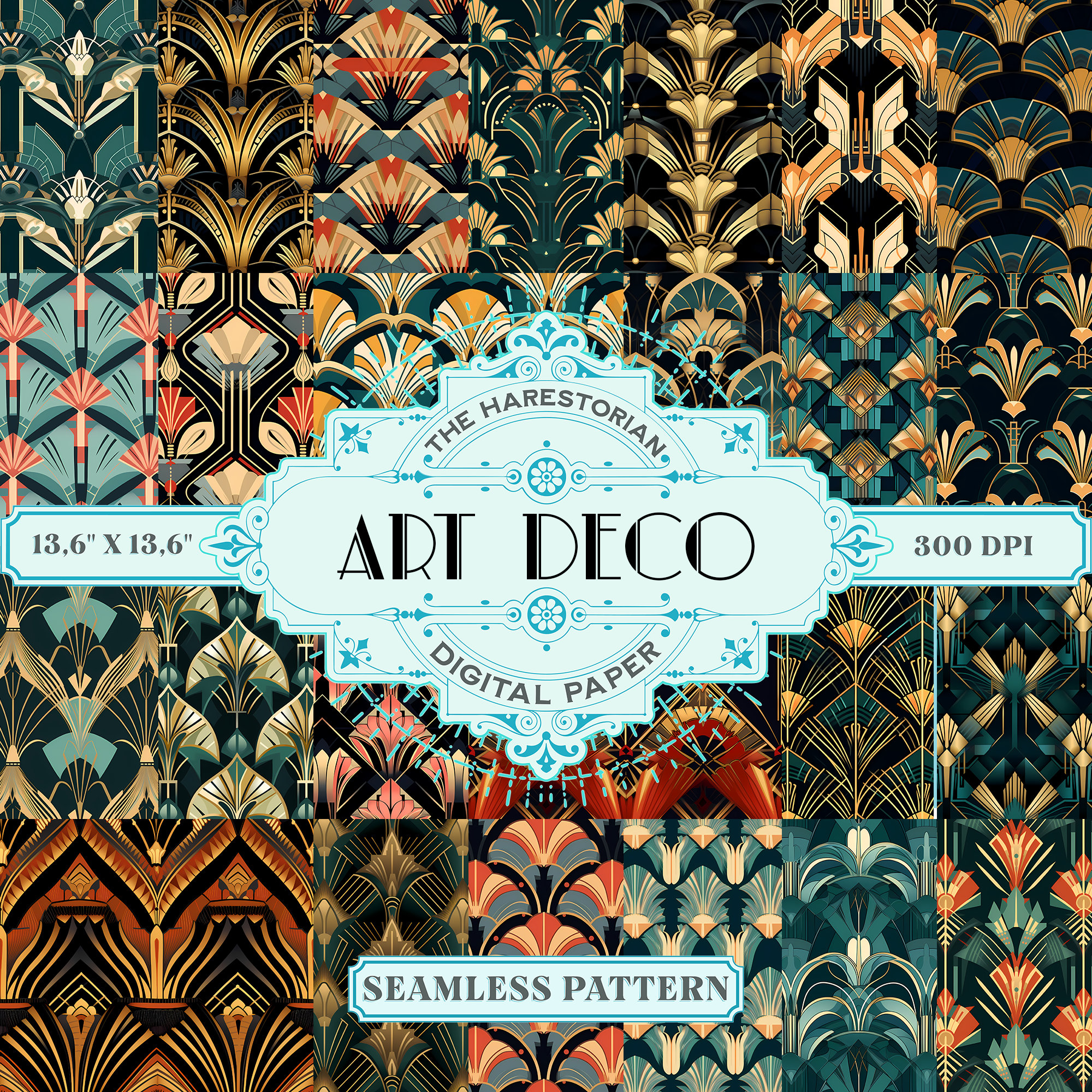 Art Déco Patterns set of 25, Digital Art, Instant Download, Printable ...