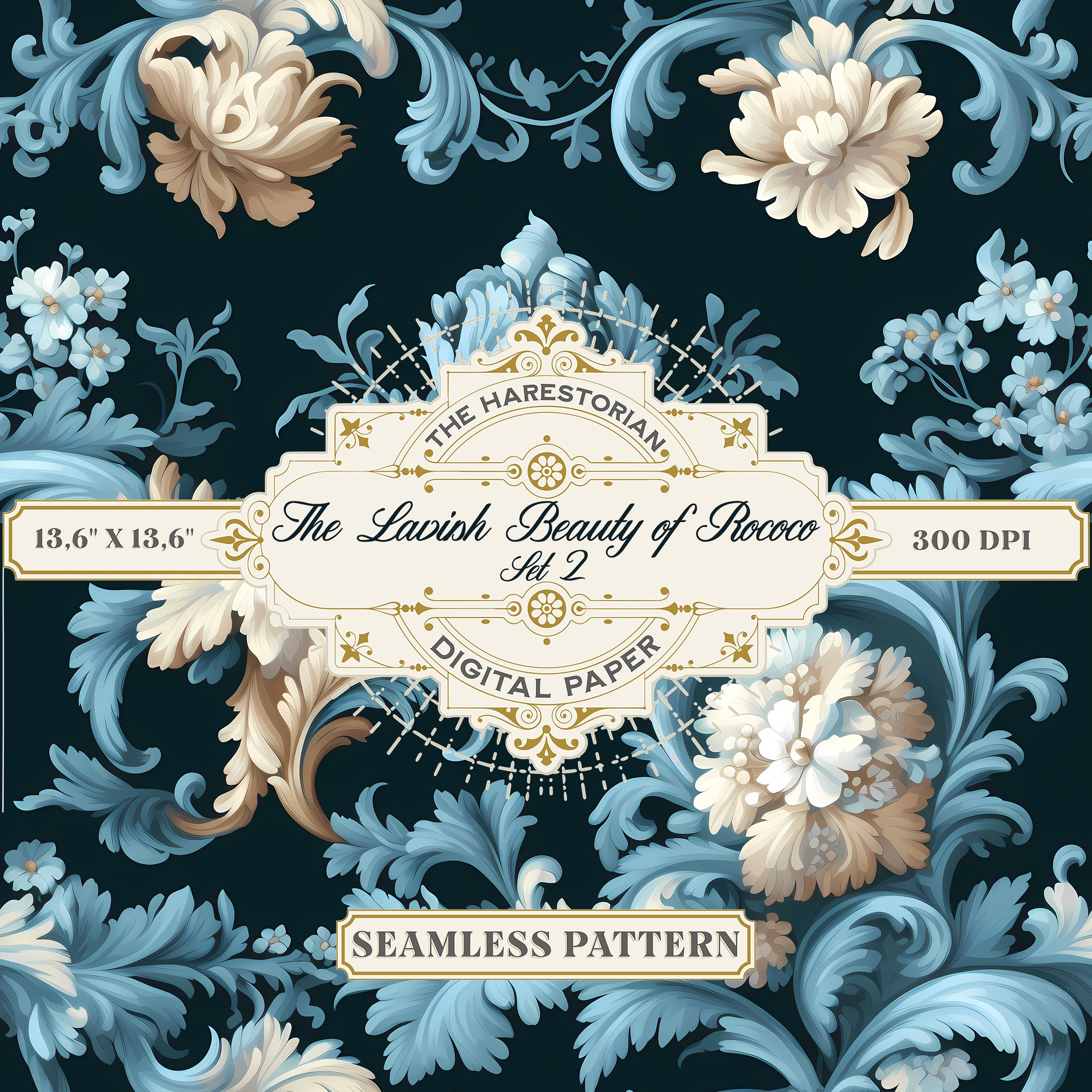 The Lavish Beauty of Rococo (set of 12), Digital Art, Instant Download ...