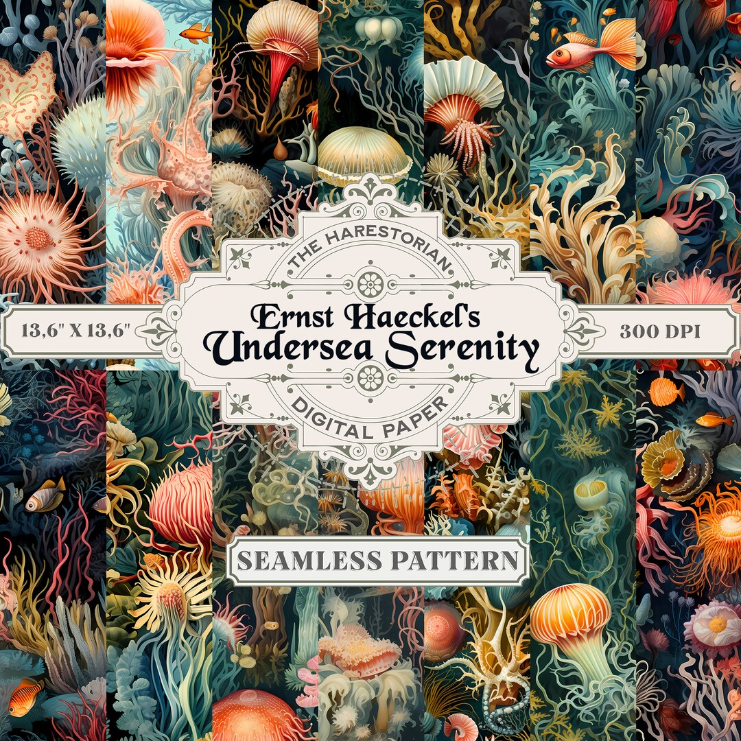 Ernst Haeckel's Undersea Serenity (set of 14), Art Nouveau, Digital Art ...