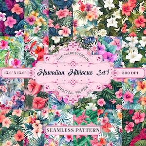 Hawaiian Hibiscus (set of 24), Tropical Flowers, Digital Art, Instant ...