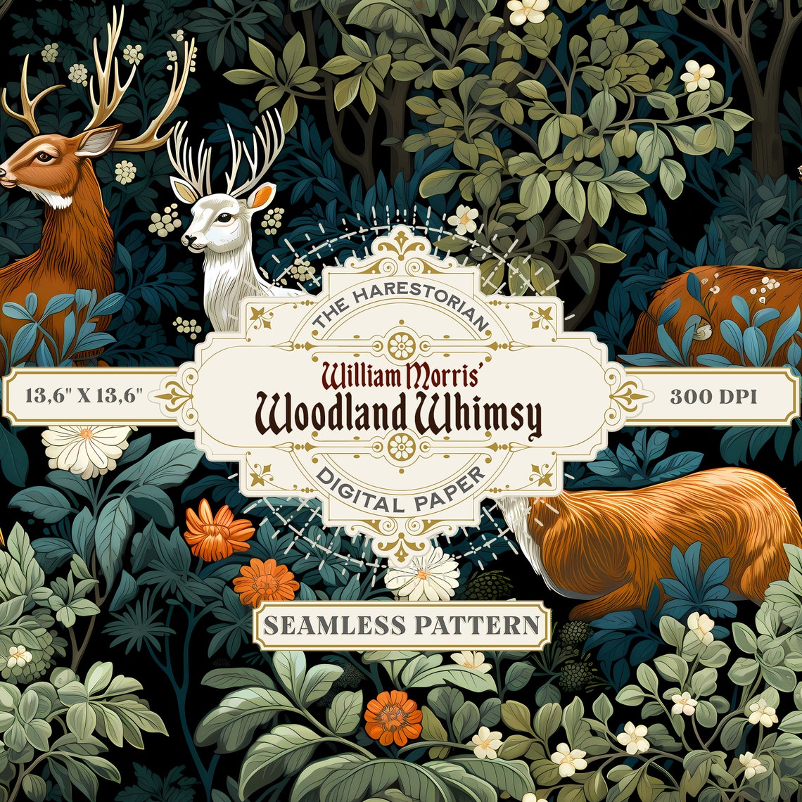 William Morris Woodland Whimsy (set of 18), Victorian English Pattern ...