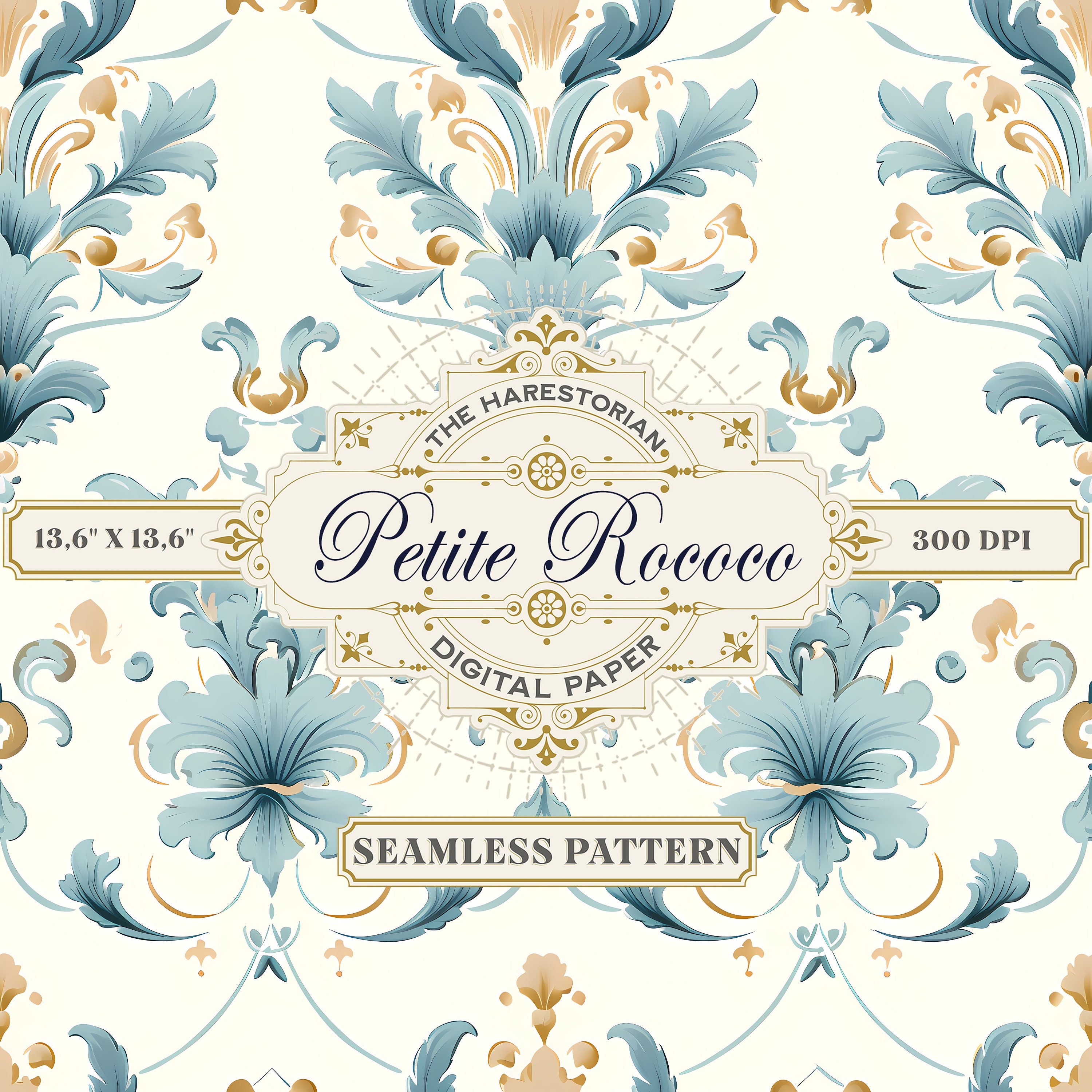 Petite Rococo Set of 18, Minimal, Delicate Pattern, Digital Art ...