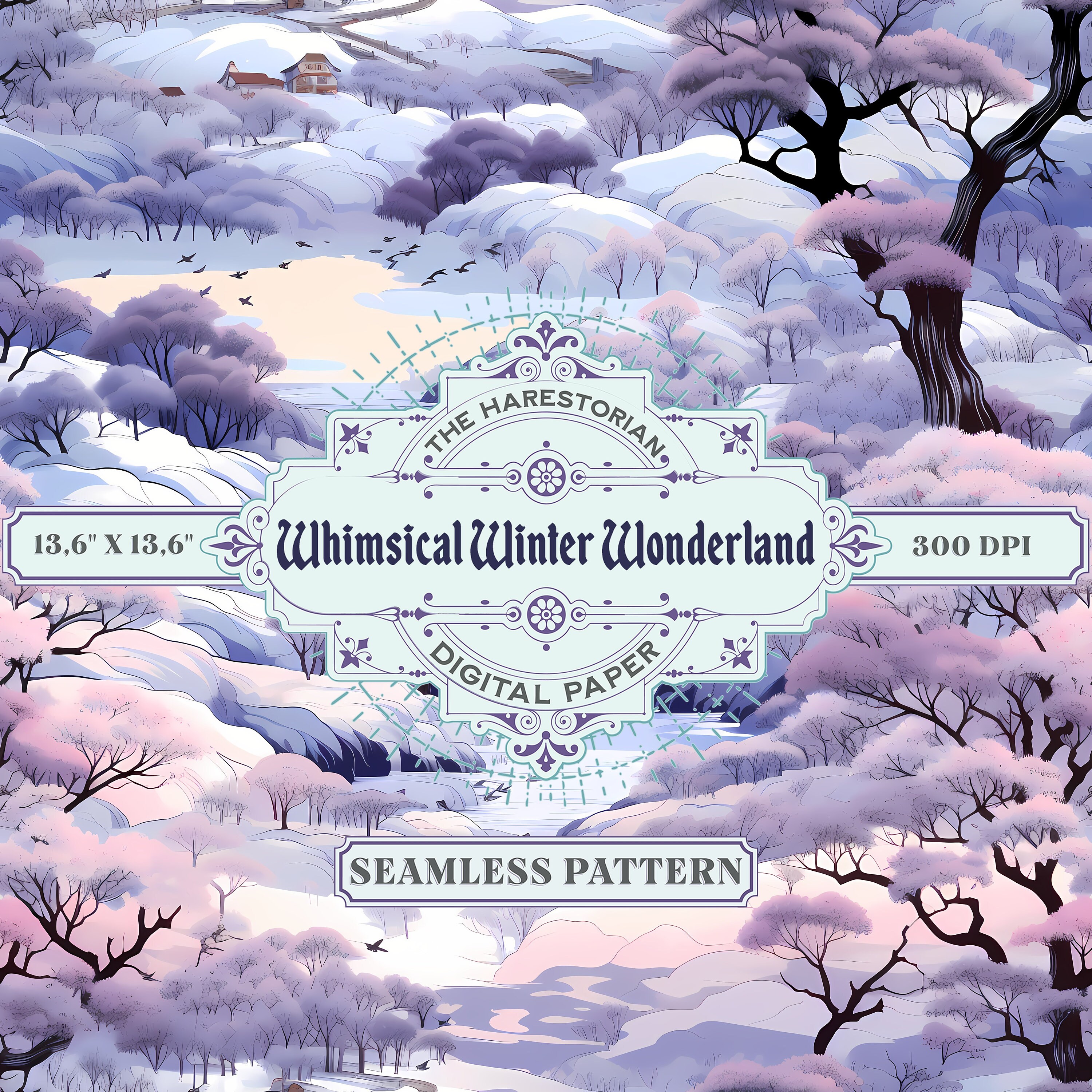 Whimsical Winter Wonderland (set of 18), Christmas Pastel Snow Pattern ...