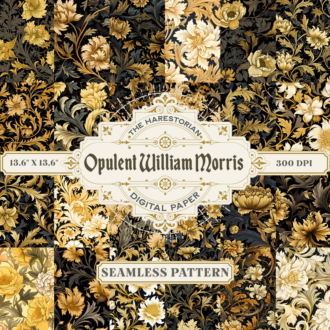 Opulent William Morris (set of 24), English Victorian Pattern, Digital ...