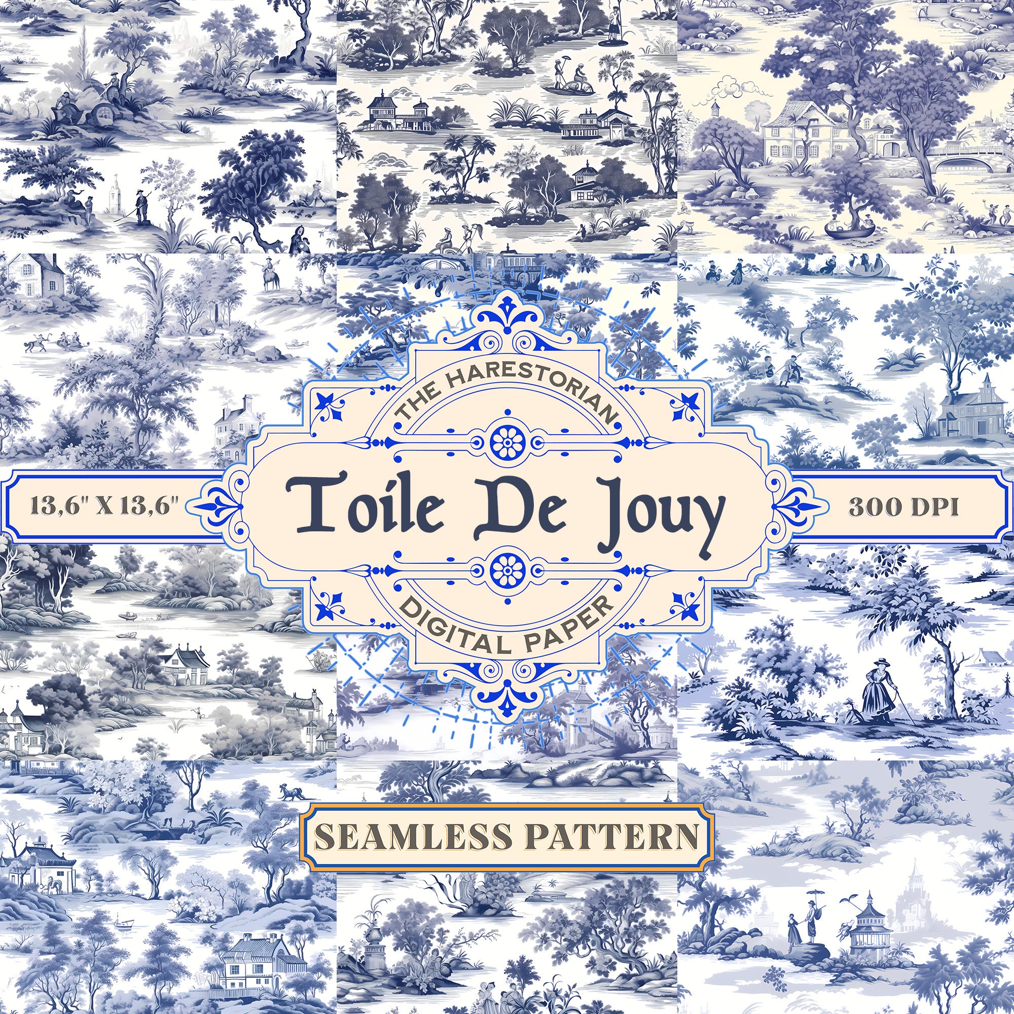 Toile De Jouy (conjunto de 12), papel de parede romântico pastoral ...