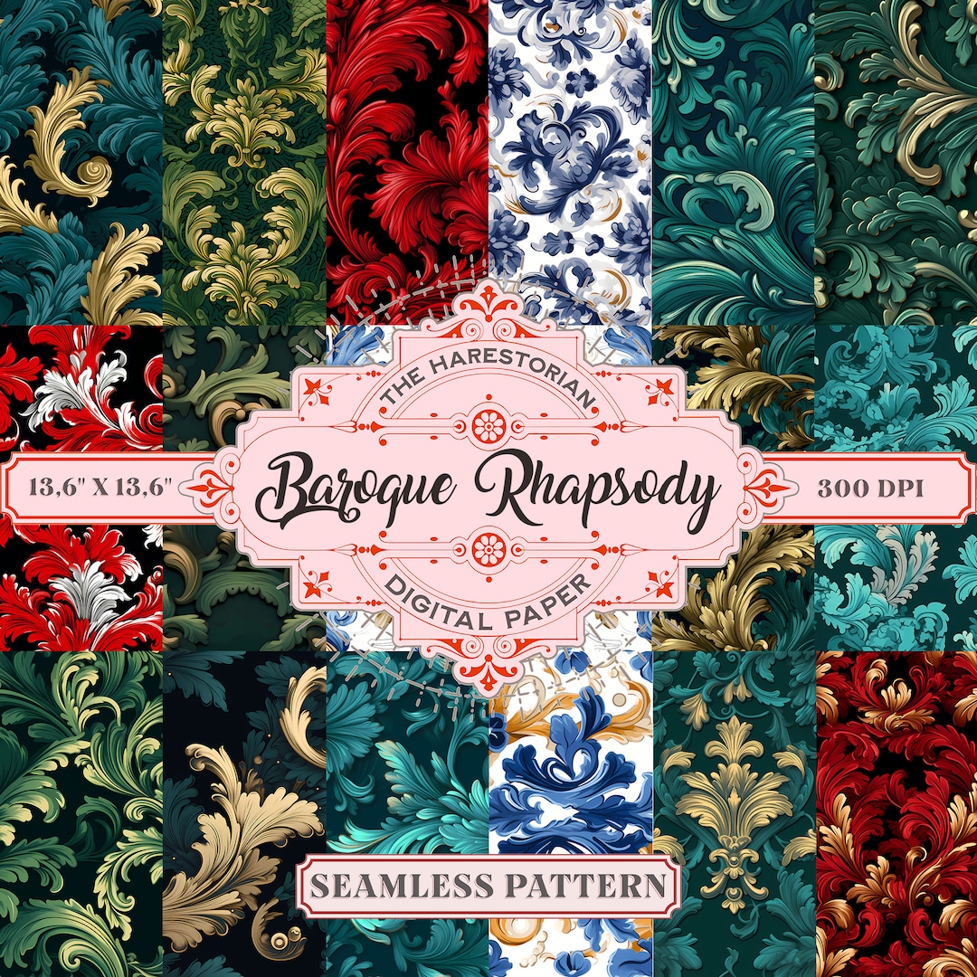 Baroque Rhapsody Patterns (set of 17), Digital Art, Instant Download ...
