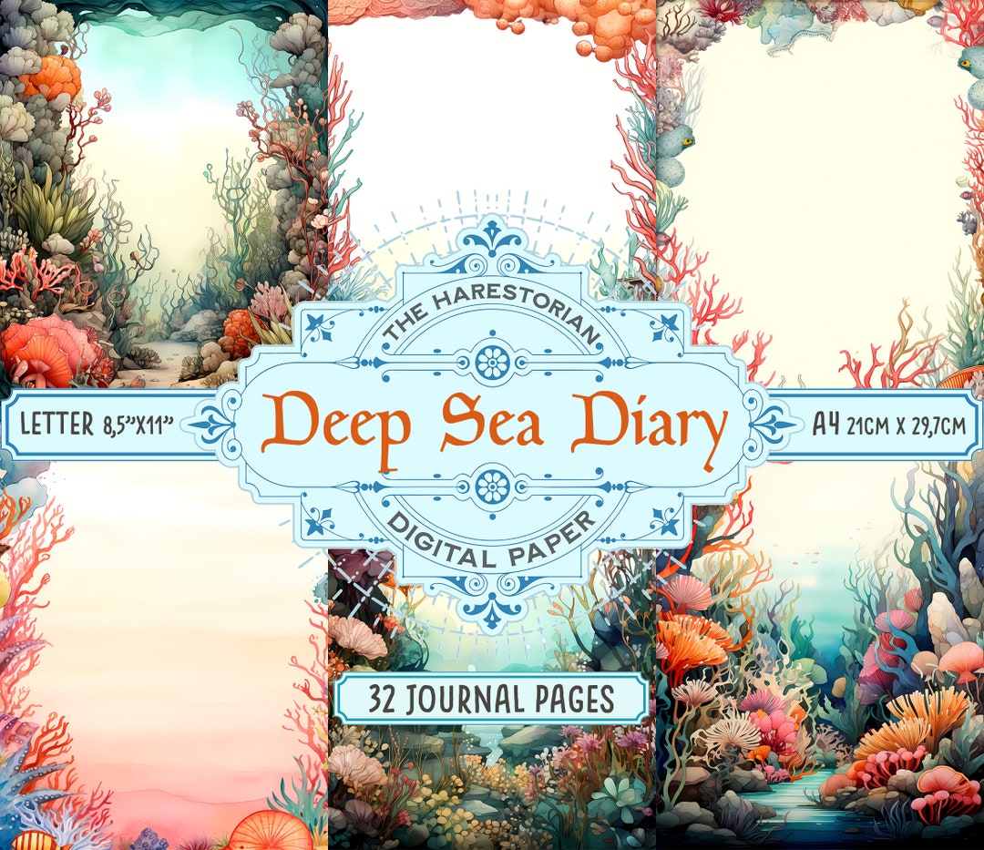 Deep Sea Diary (set of 25), Junk Journal Pages, Letter & A4 Format ...