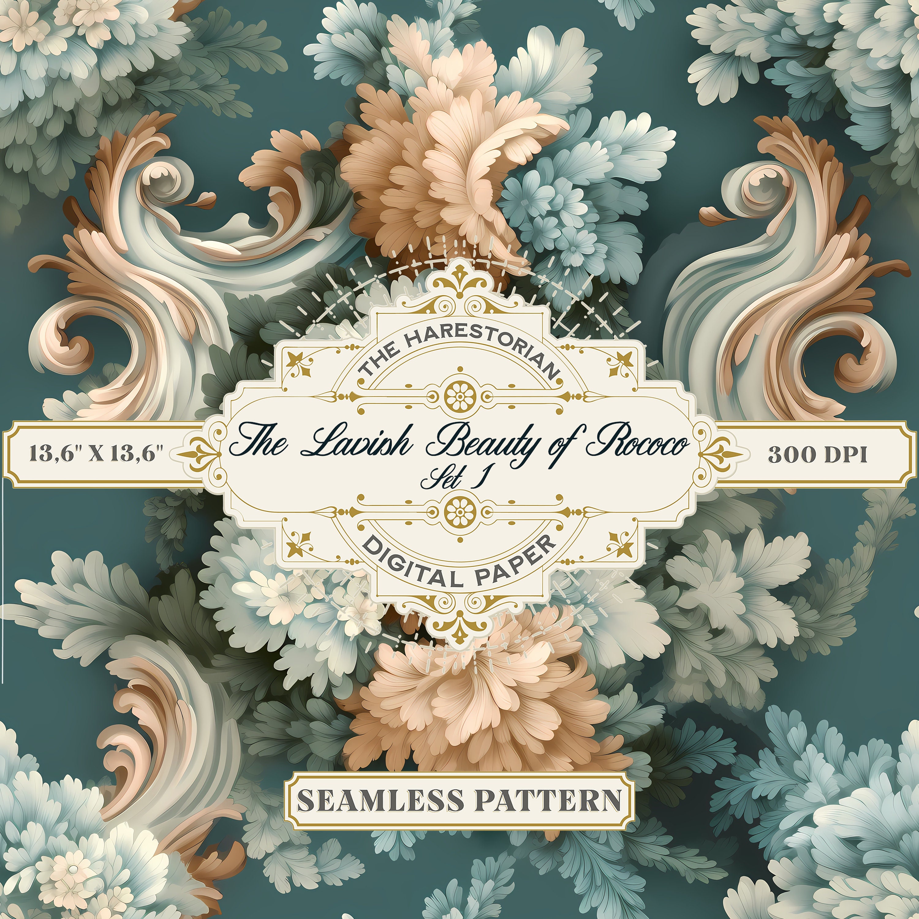 The Lavish Beauty of Rococo set of 12, Digital Art, Instant Download ...