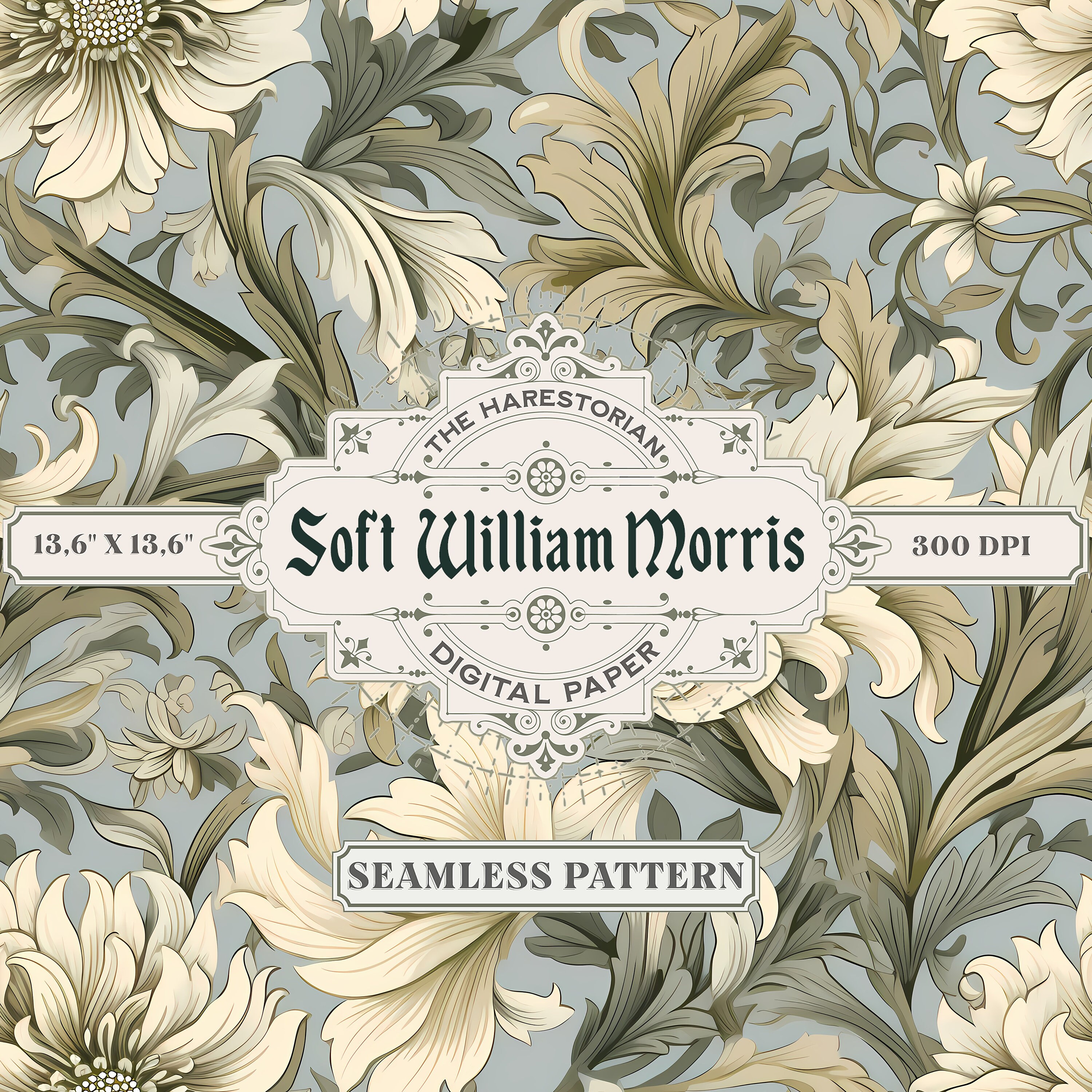 Soft William Morris (set of 24), English Victorian Pattern, Digital Art ...