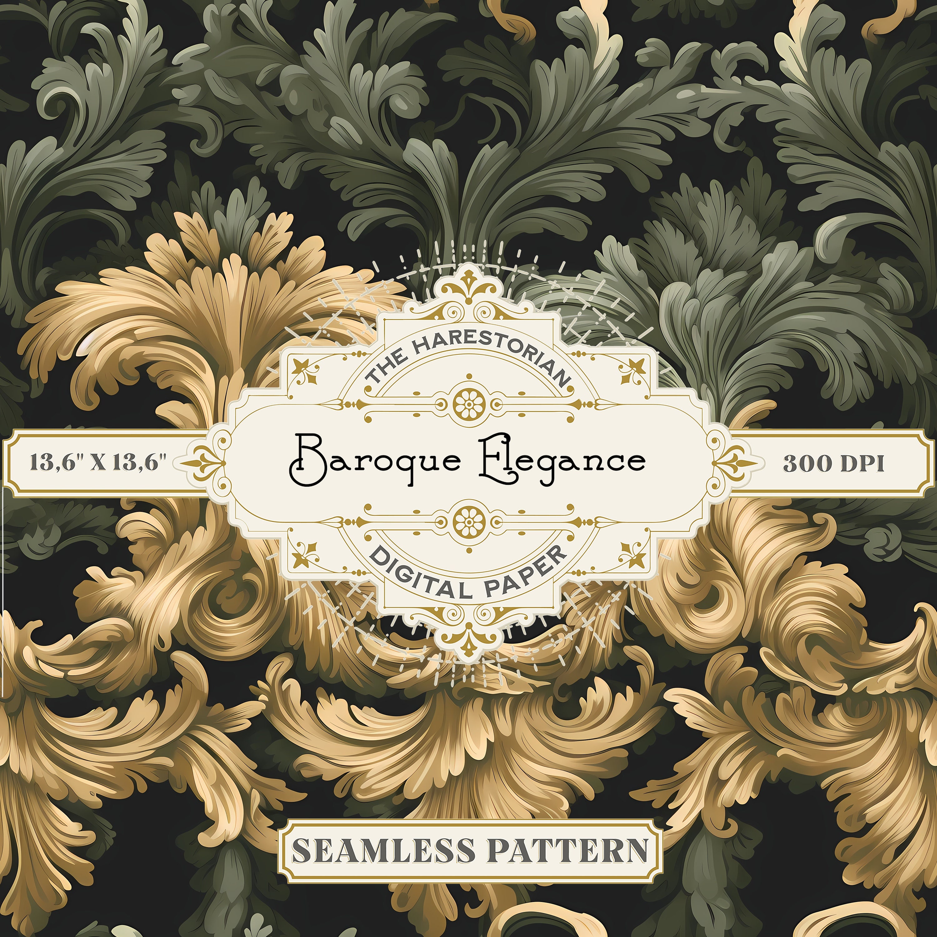Baroque Elegance Patterns set of 21, Digital Art, Instant Download ...