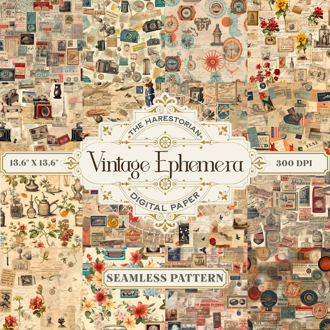 Vintage Ephemera (set of 16), Digital Art, Instant Download, Printable ...