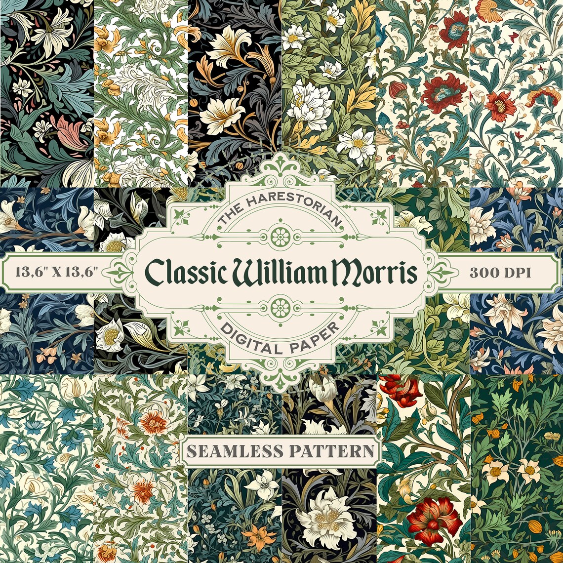 Classic William Morris (set of 18), Victorian English Pattern, Digital ...