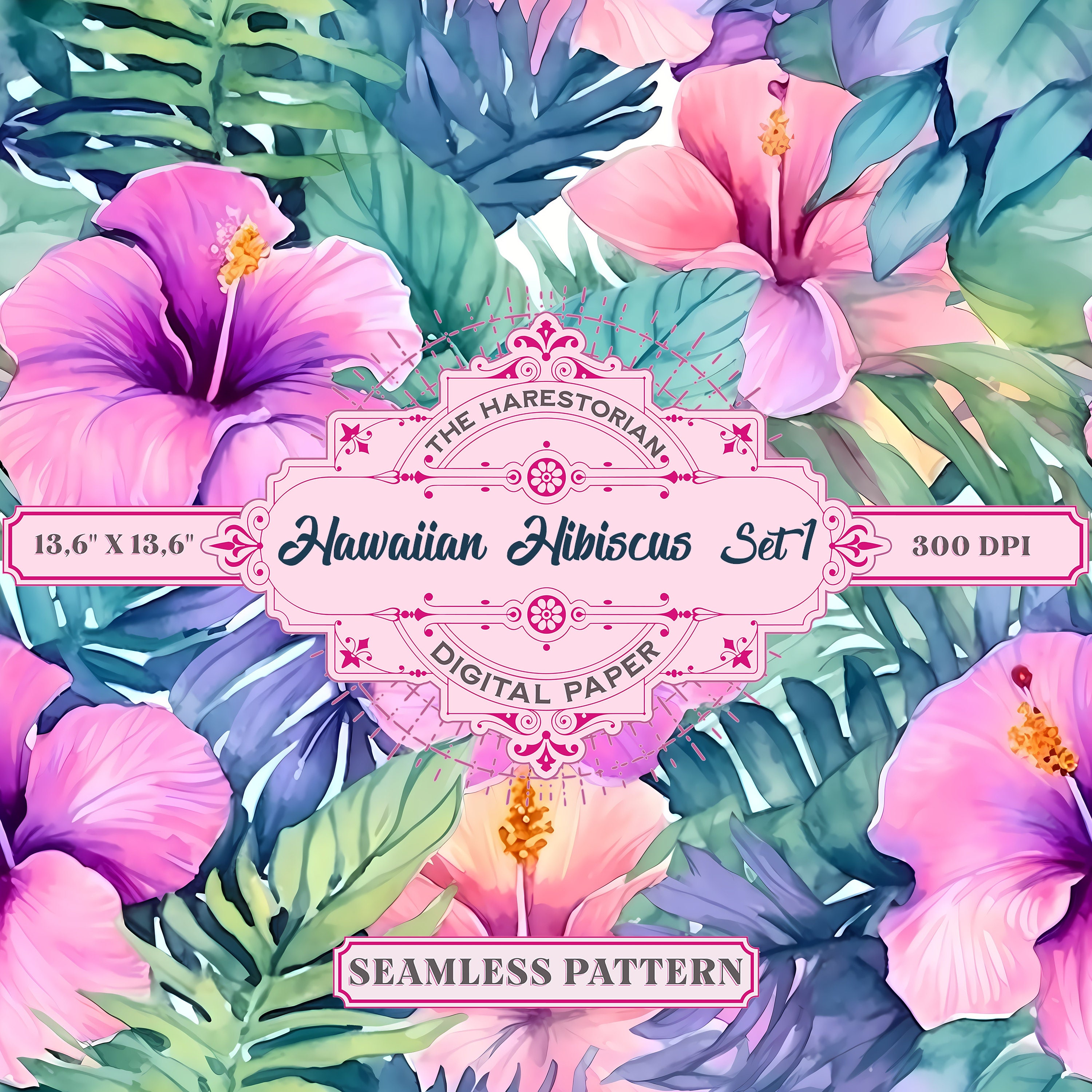 Hawaiian Hibiscus (set of 24), Tropical Flowers, Digital Art, Instant ...