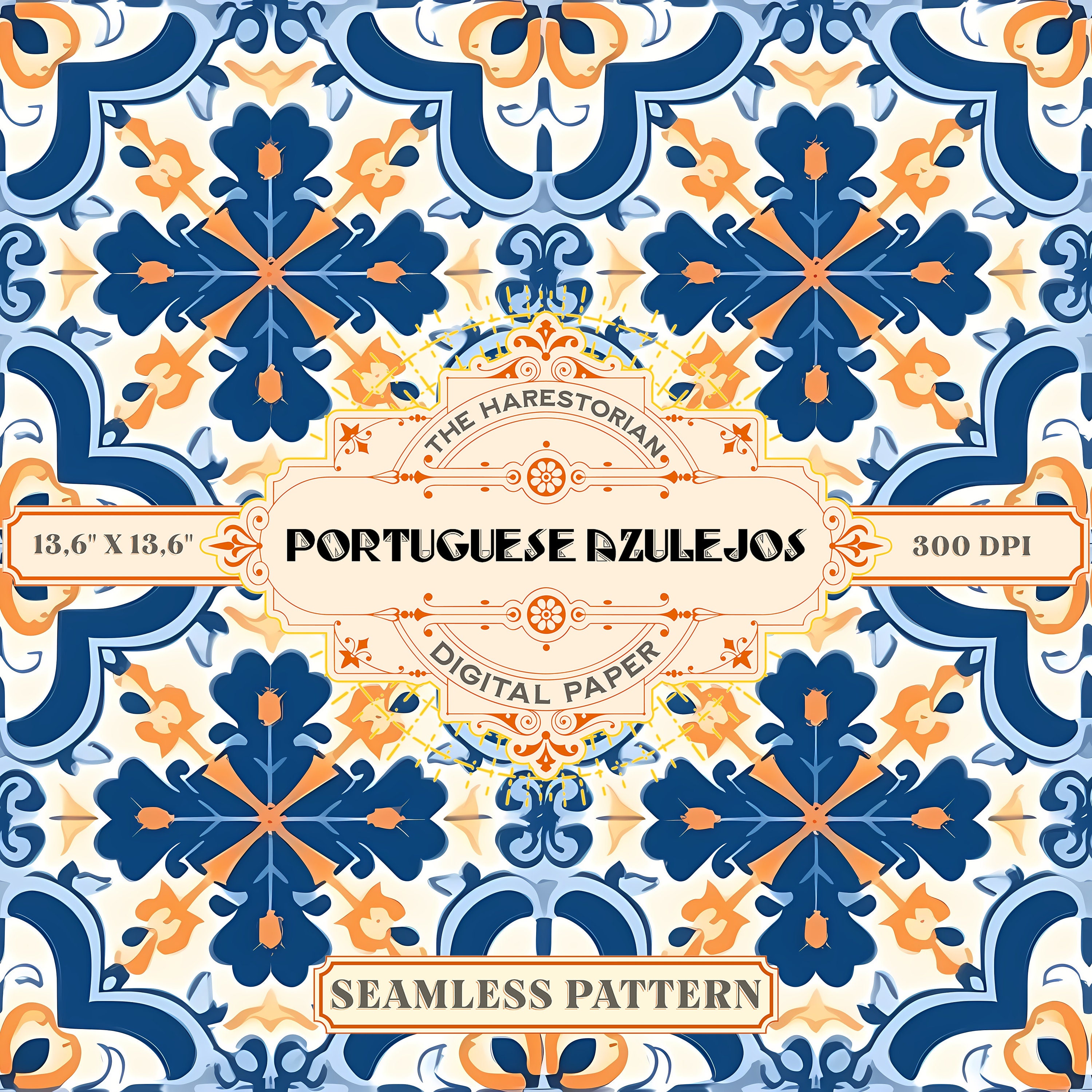 Portuguese Azulejos Tiles (set of 17), Digital Art, Instant Download ...