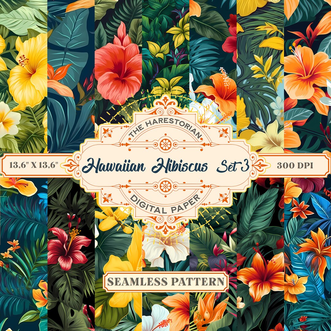 Hawaiian Hibiscus (set of 14), Tropical Flowers, Digital Art, Instant ...
