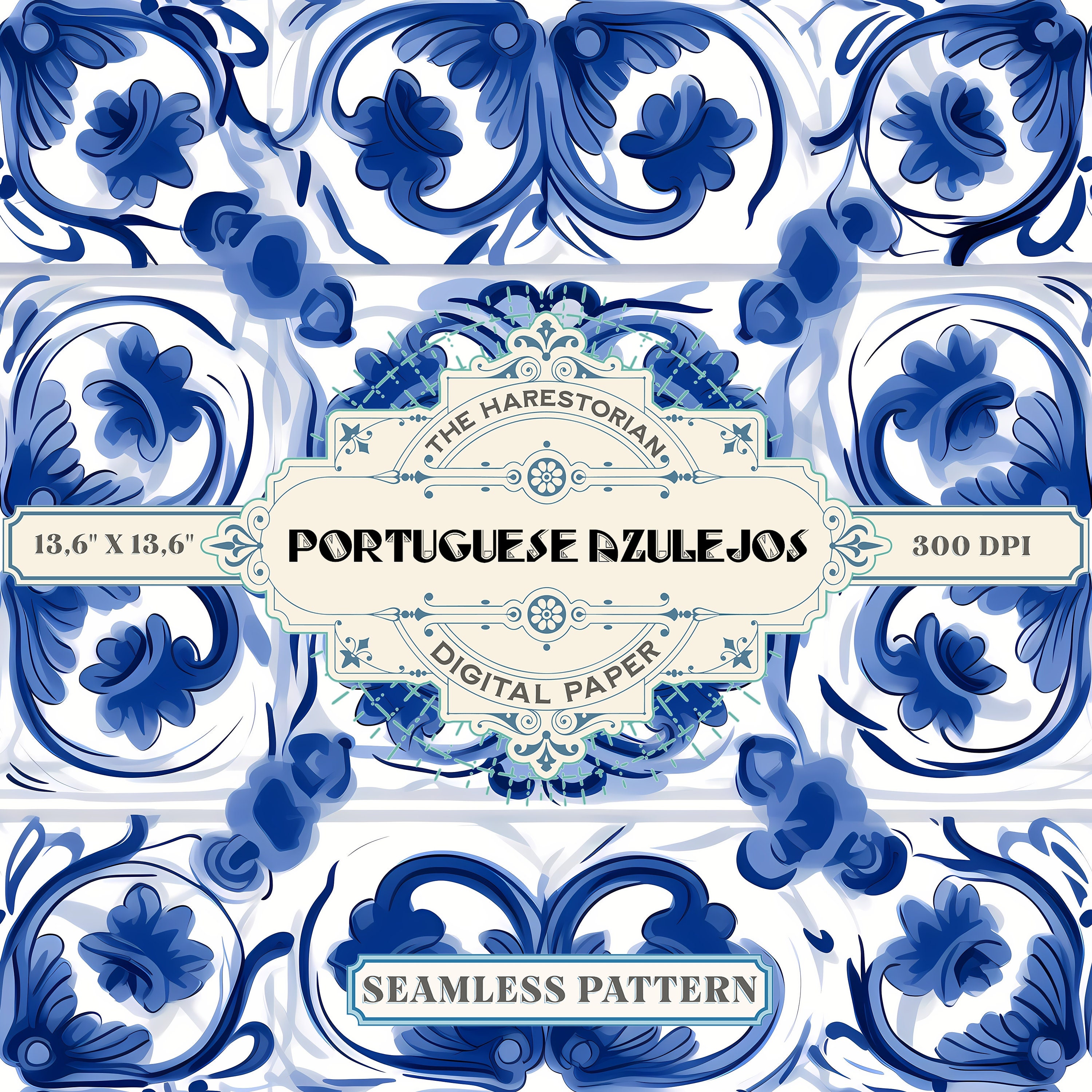 Portuguese Azulejos Tiles (set of 21), Digital Art, Instant Download ...