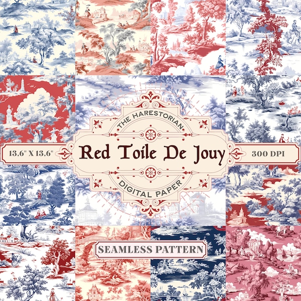 Red Toile Wallpaper - Etsy