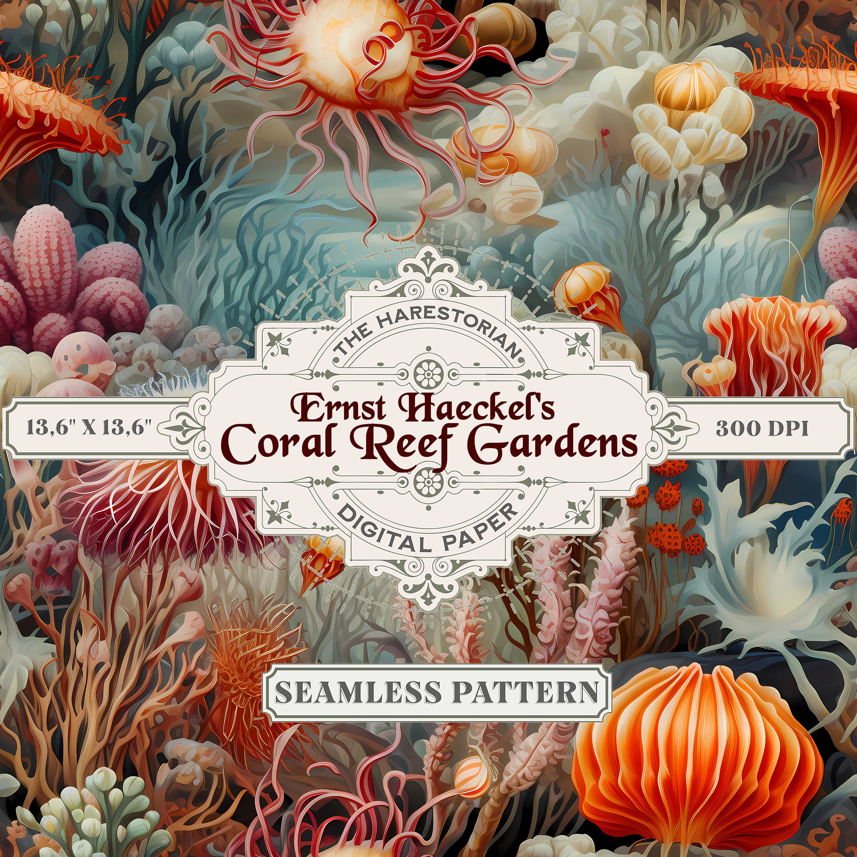 Ernst Haeckel's Coral Reef Gardens (set of 14), Art Nouveau, Digital ...