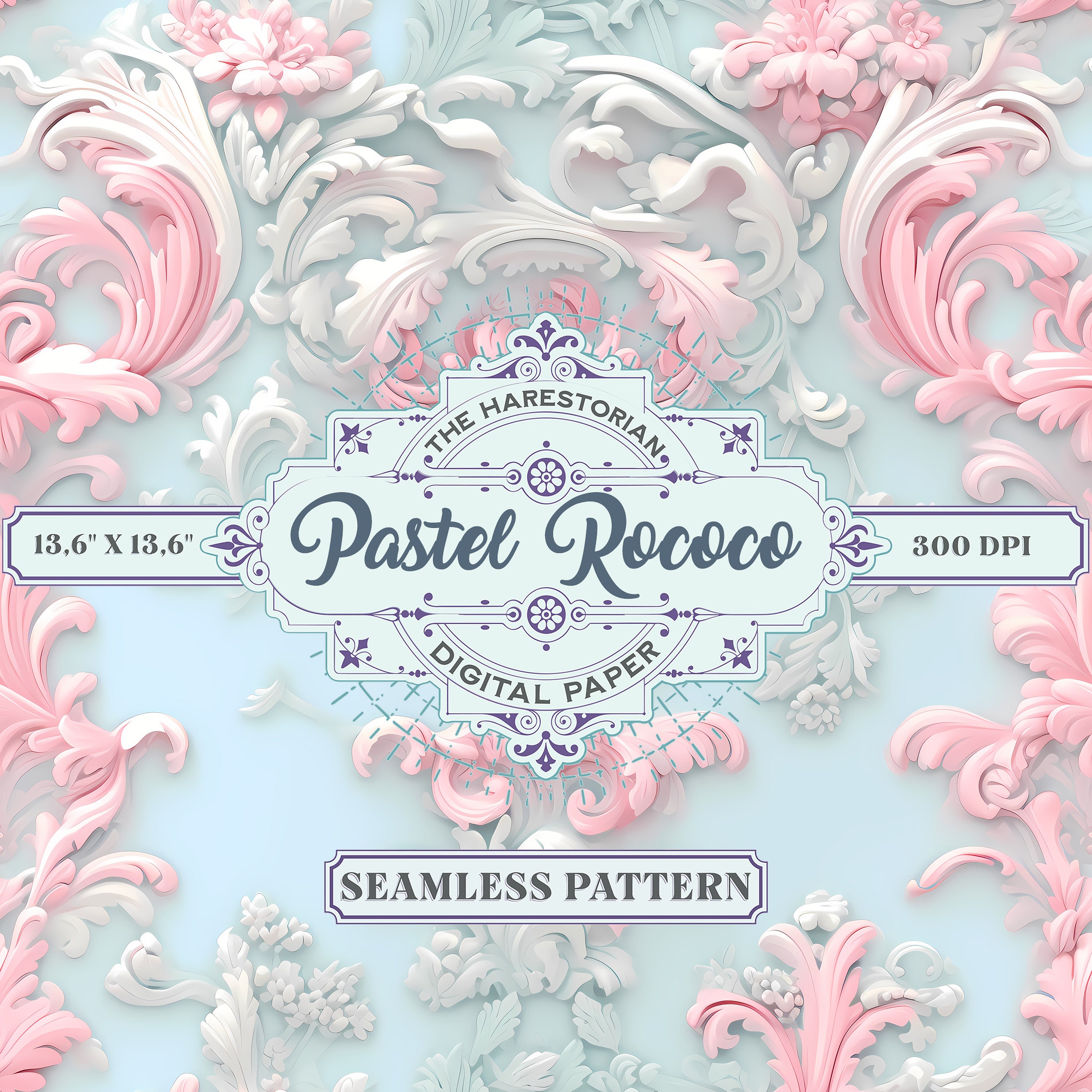 Pastel Rococo (set of 12), Digital Art, Instant Download, Printable ...