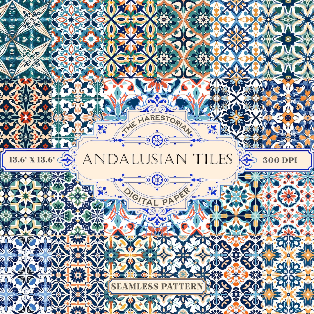 Andalusian Tiles (set of 20), Digital Art, Instant Download, Printable ...