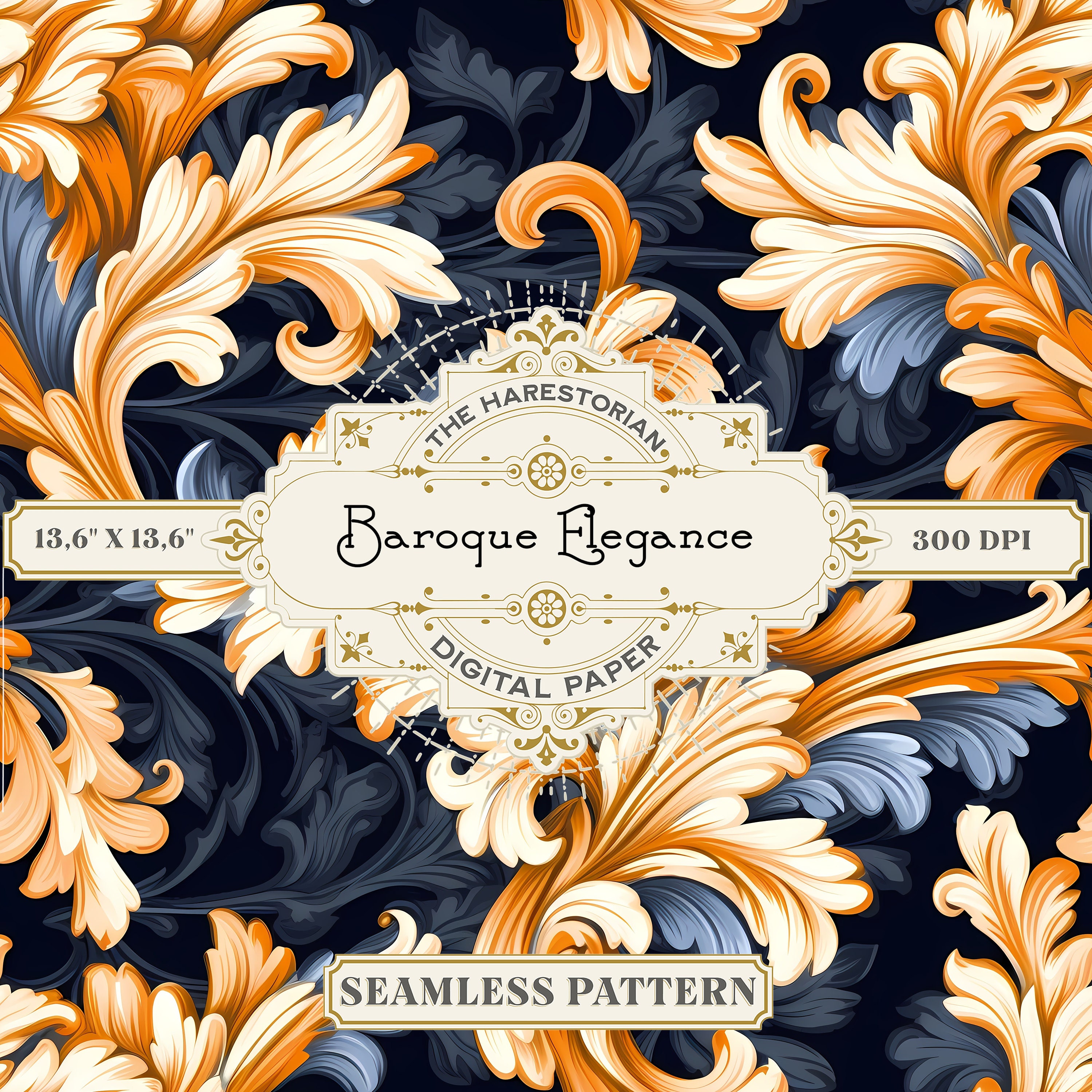 Baroque Elegance Patterns set of 21, Digital Art, Instant Download ...