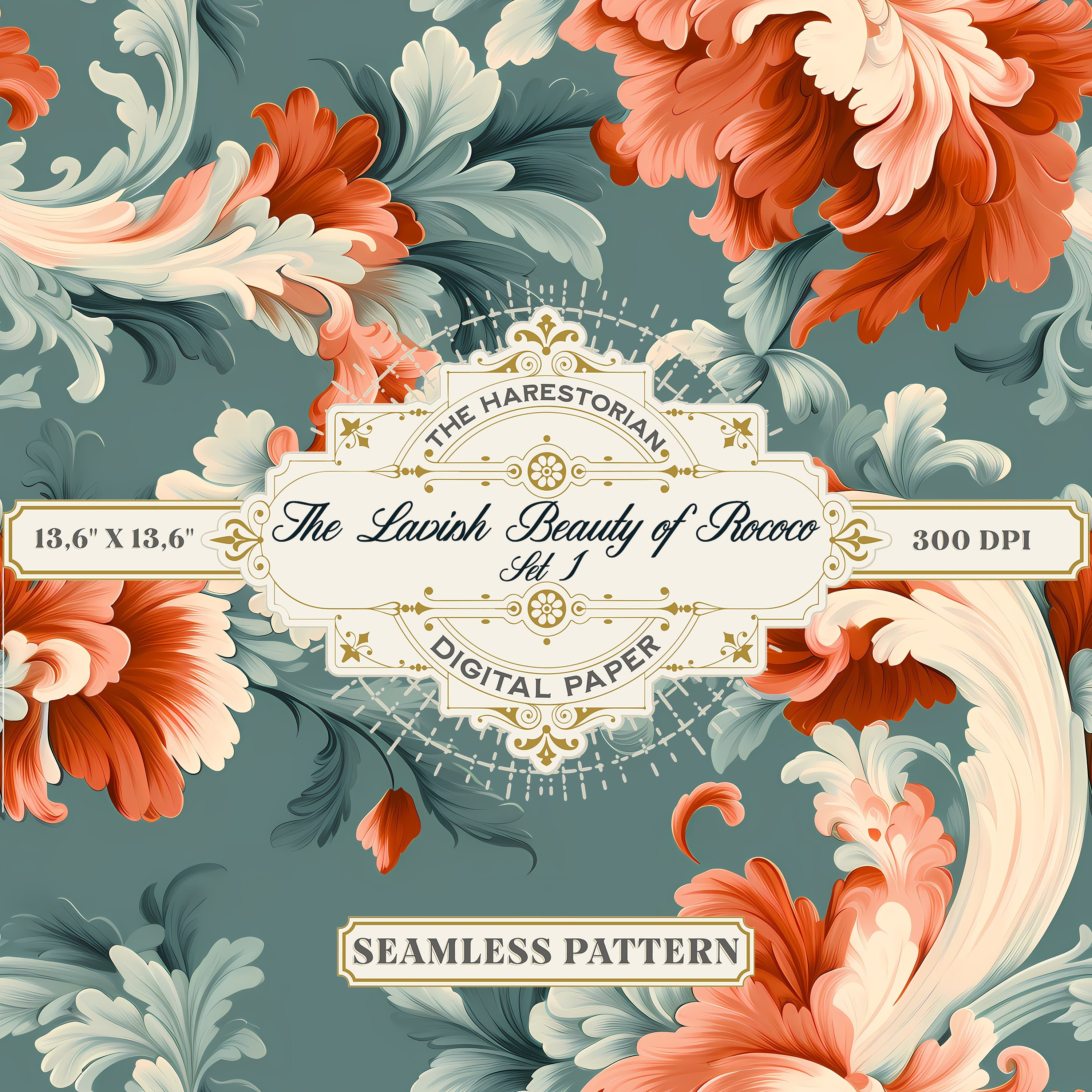 The Lavish Beauty of Rococo set of 12, Digital Art, Instant Download ...