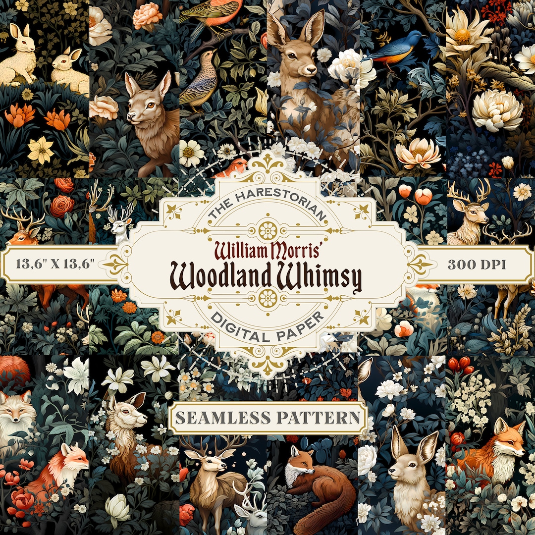 William Morris Woodland Whimsy (set of 18), Victorian English Pattern ...