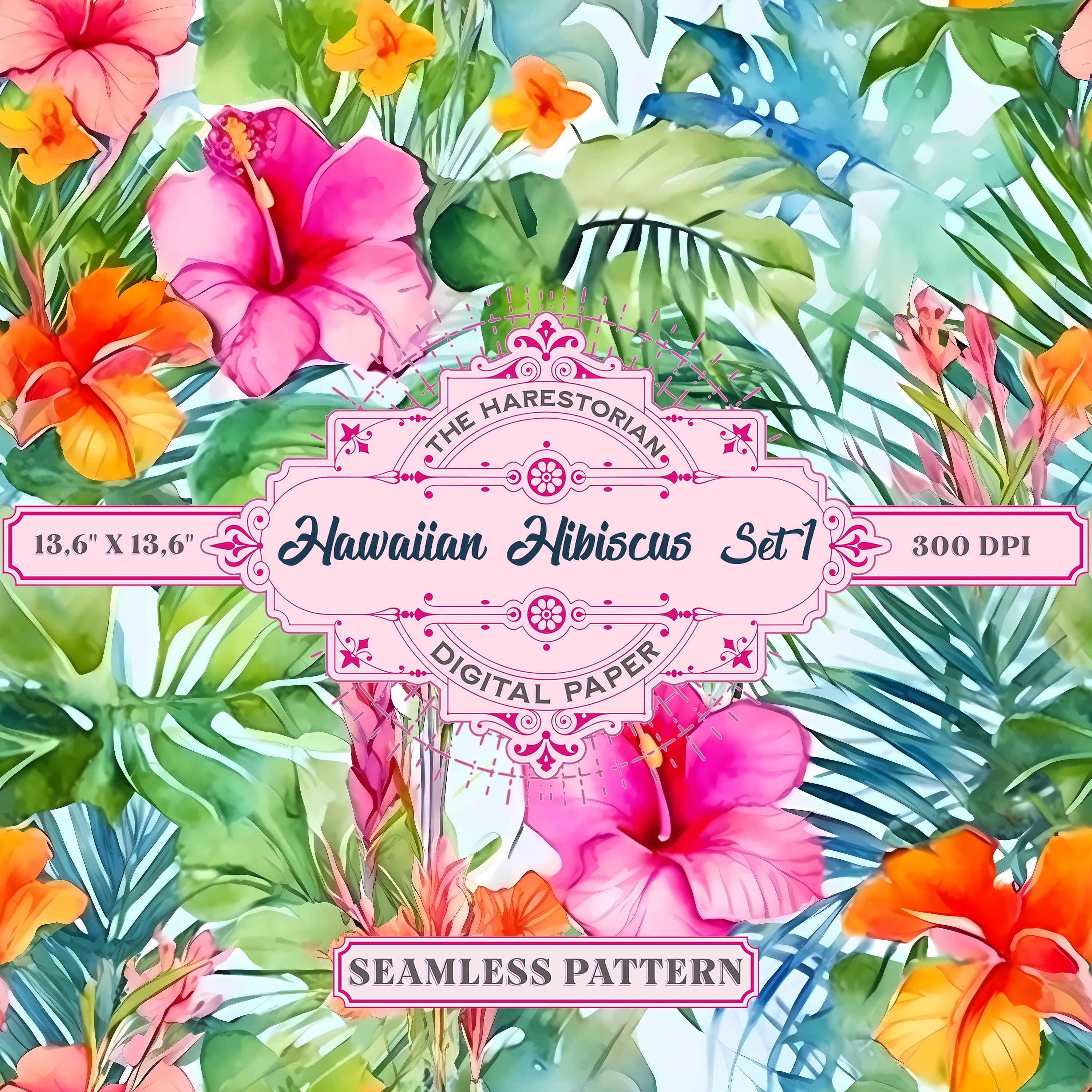 Hawaiian Hibiscus (set of 24), Tropical Flowers, Digital Art, Instant ...