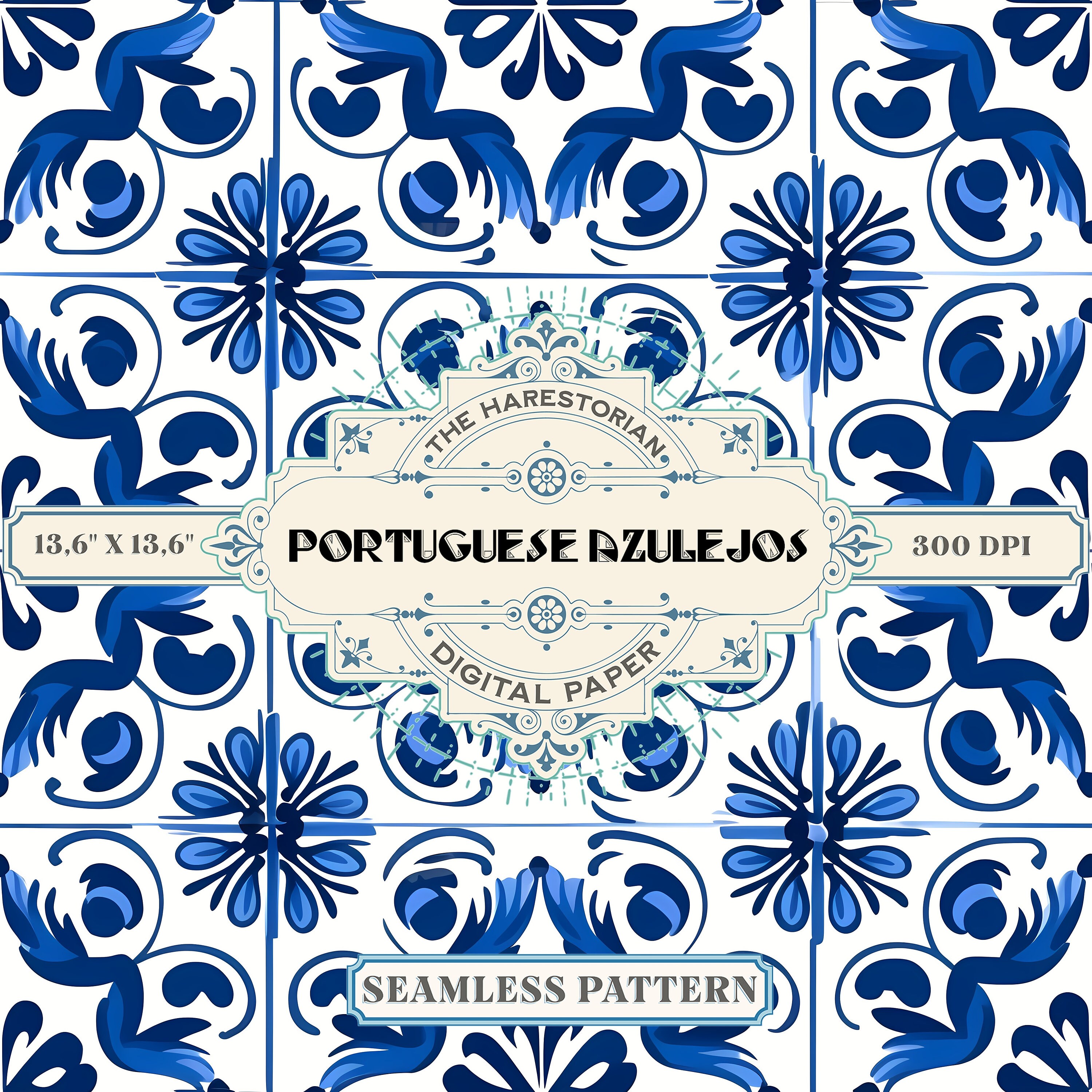 Portuguese Azulejos Tiles (set of 21), Digital Art, Instant Download ...