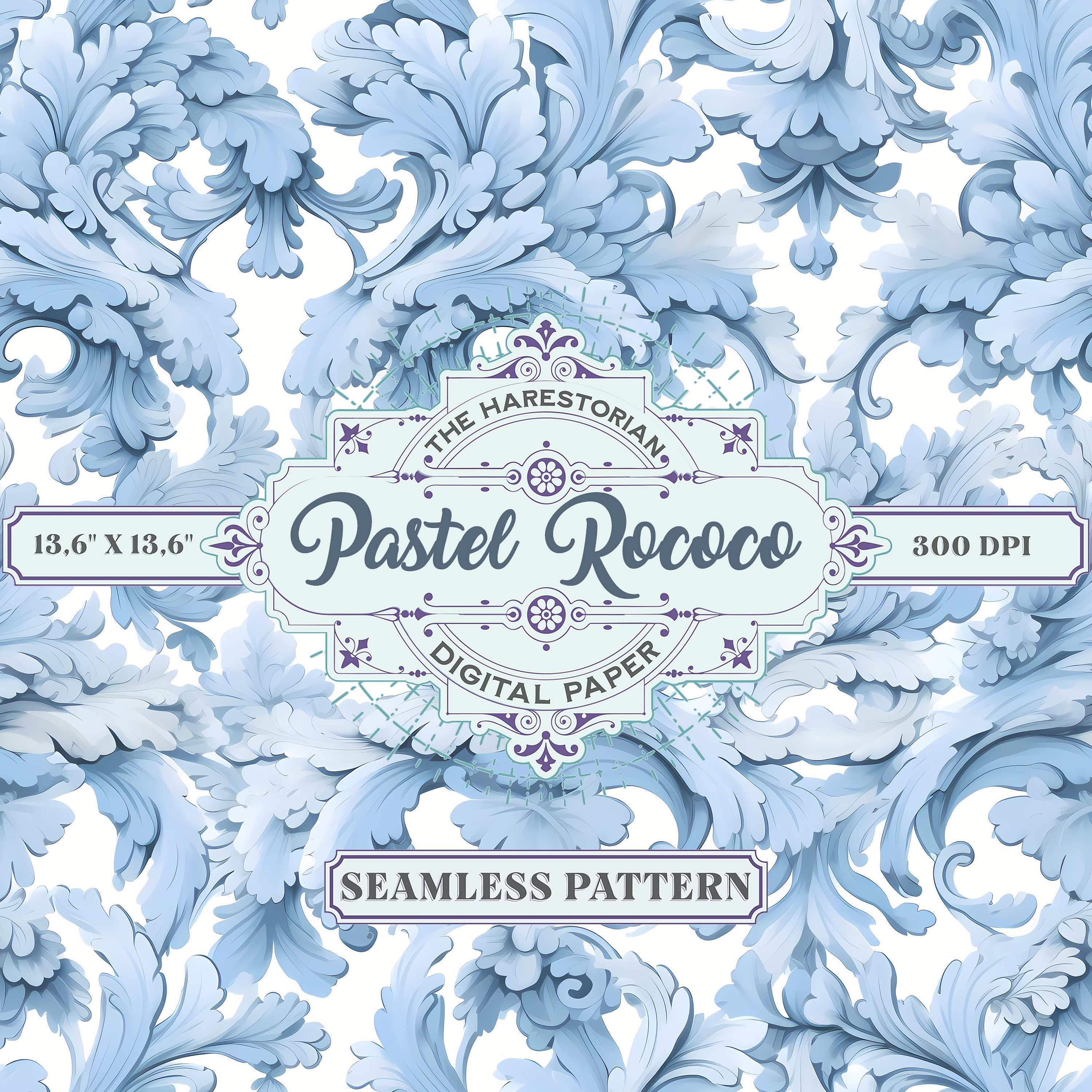 Pastel Rococo set of 12, Digital Art, Instant Download, Printable Paper ...