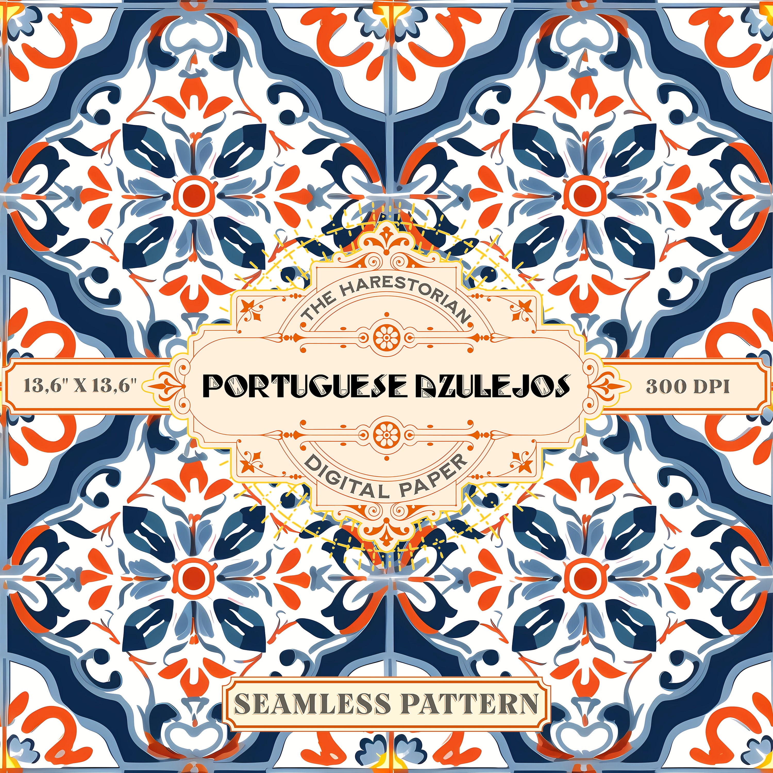 Portuguese Azulejos Tiles (set of 17), Digital Art, Instant Download ...