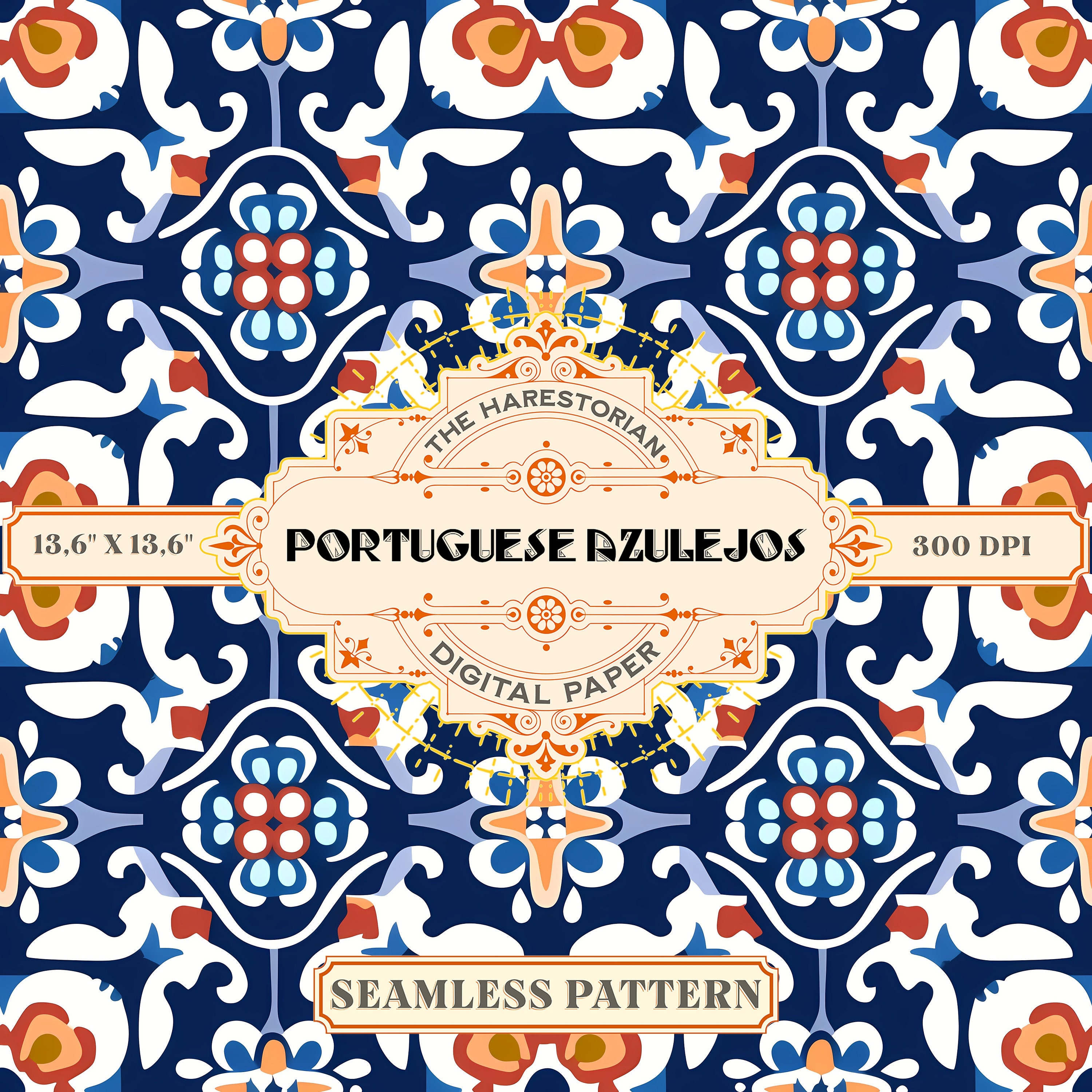 Portuguese Azulejos Tiles (set of 17), Digital Art, Instant Download ...