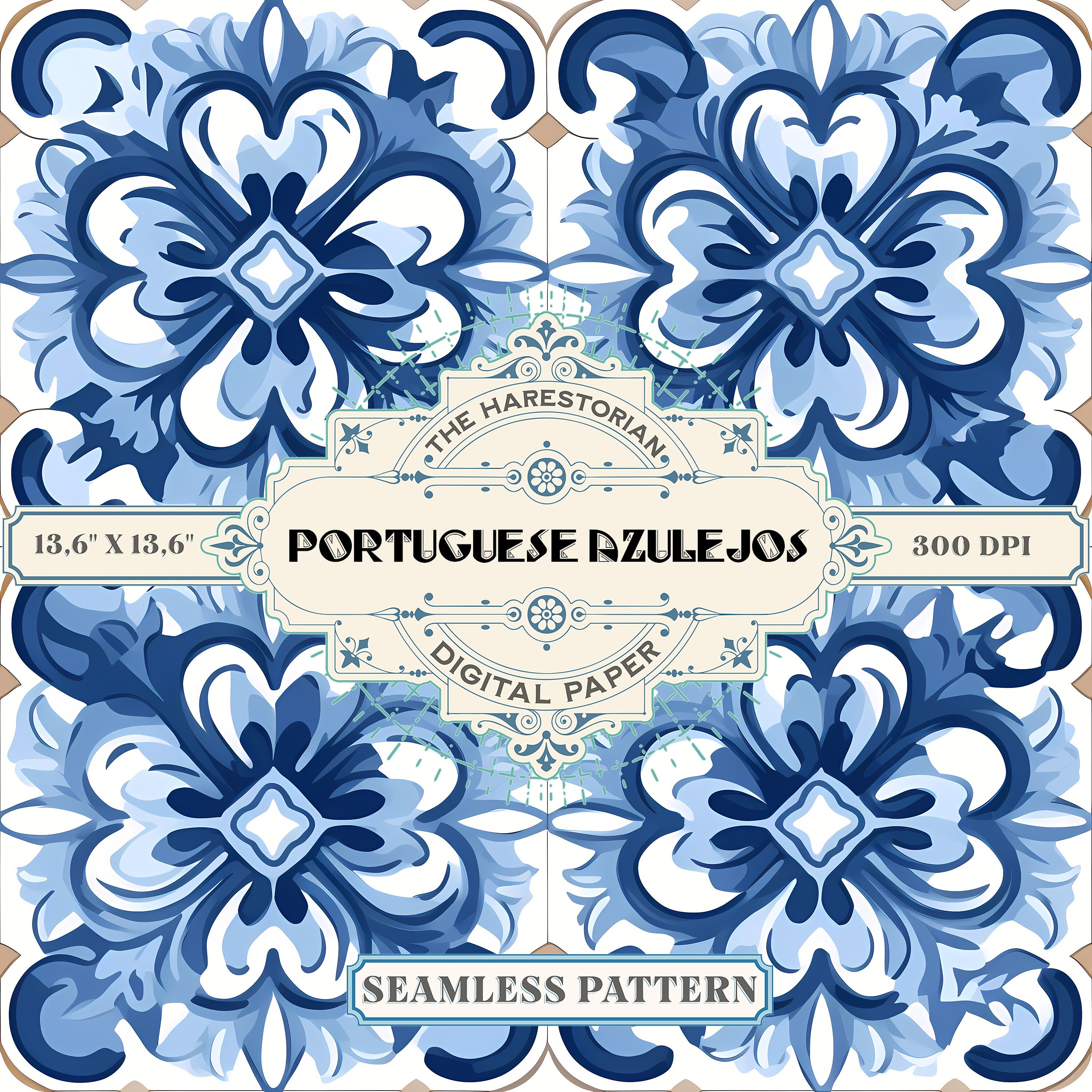 Portuguese Azulejos Tiles (set of 21), Digital Art, Instant Download ...
