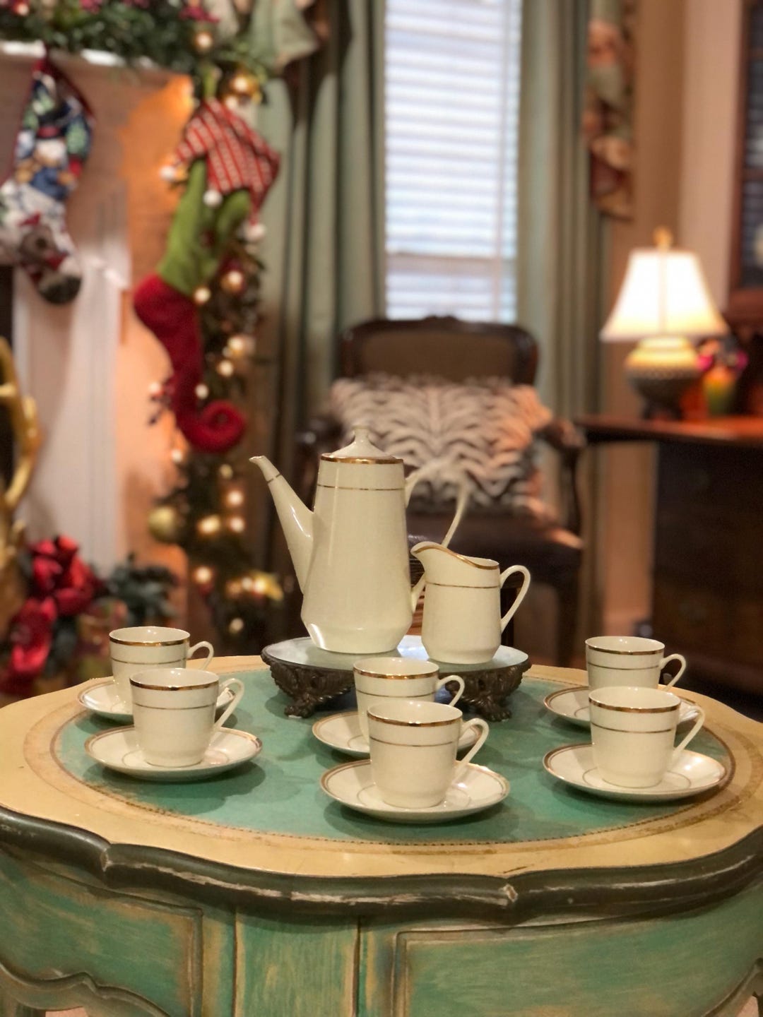 Vintage Tea Set Cream With Gold Color Trim - Etsy