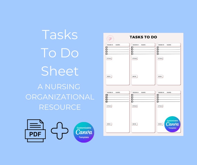 Tasks to Do Sheet- an Organizational Tool for Nurses, Nursing Students ...