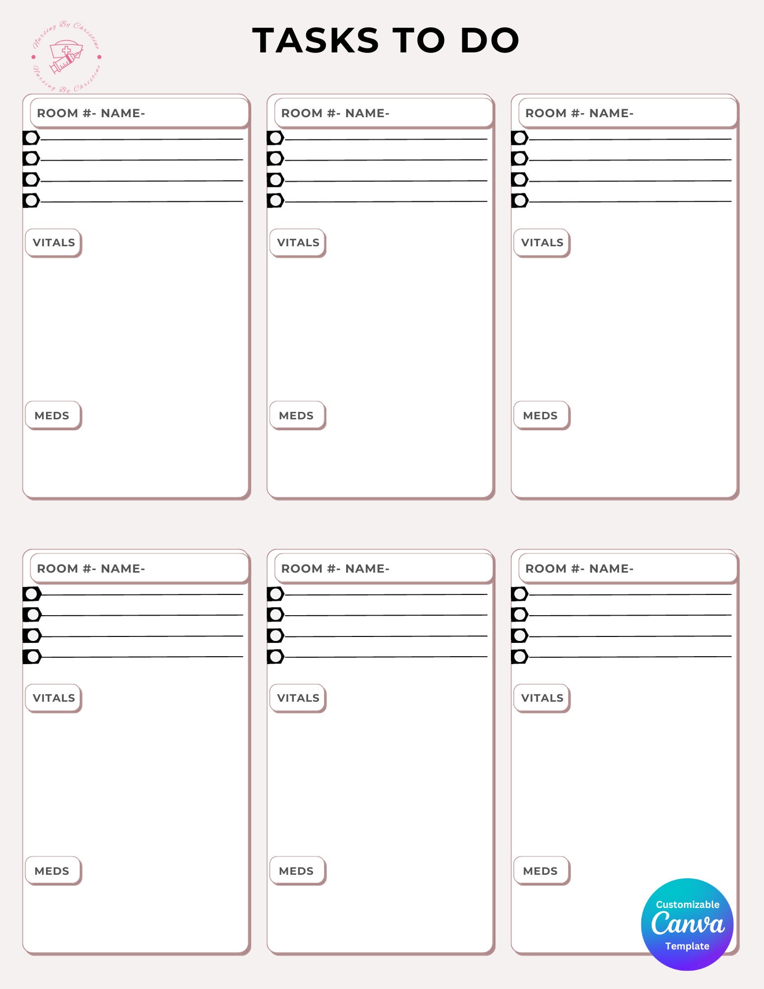 Tasks to Do Sheet- an Organizational Tool for Nurses, Nursing Students ...