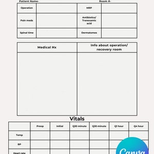 Surgical Fresh Post Op Report Sheet-canva Template and Pdf-sheet for ...