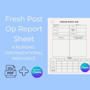 Surgical Fresh Post Op Report Sheet-canva Template and Pdf-sheet for ...