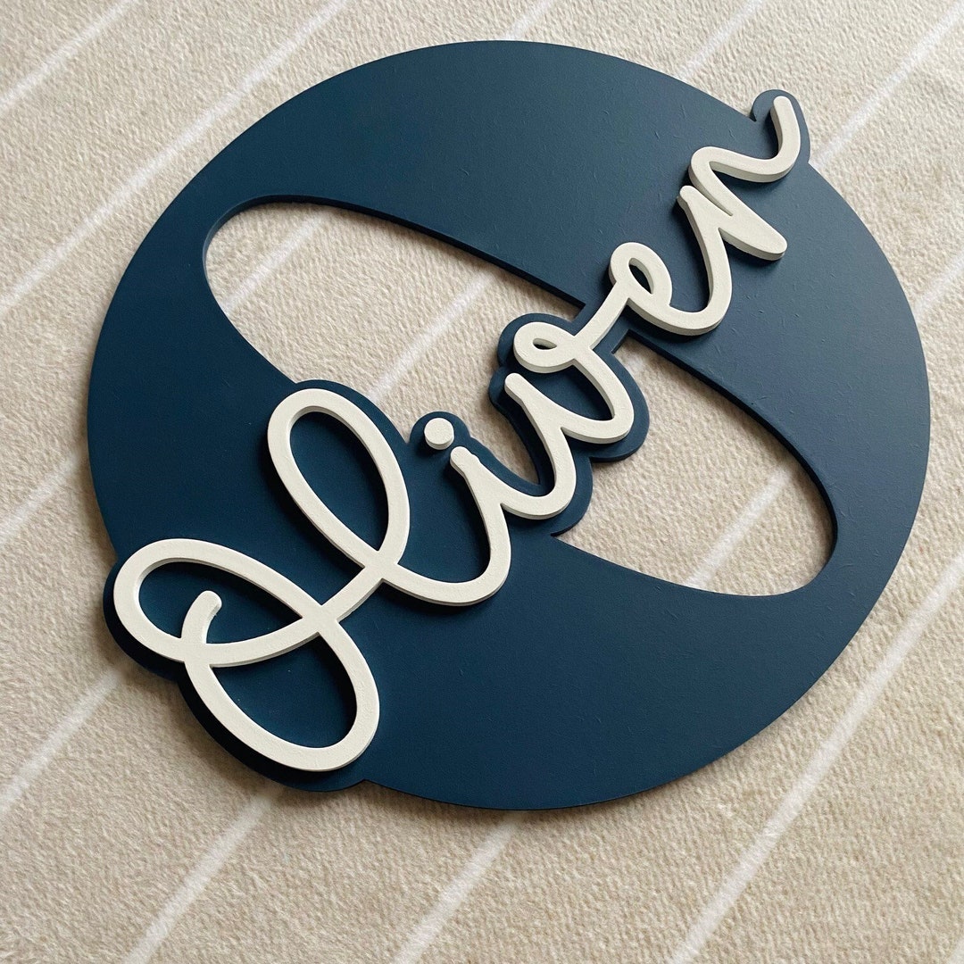Baby Boy Wooden Letters, New Born Name Sign, Starry Bedroom Plaque ...