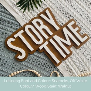 Story Time Wooden Sign, Scandi Nursery Bookshelf Décor, Layered ...