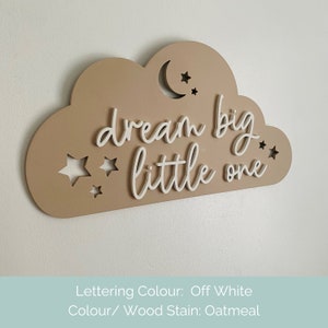 Dream Big Little One Sign, Wooden Cloud Nursery Decor, Children's ...