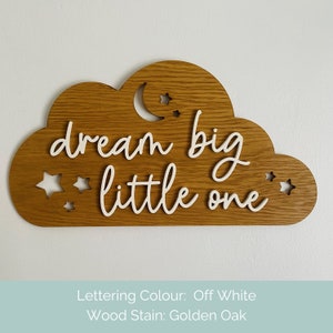 Dream Big Little One Sign, Wooden Cloud Nursery Decor, Children's ...