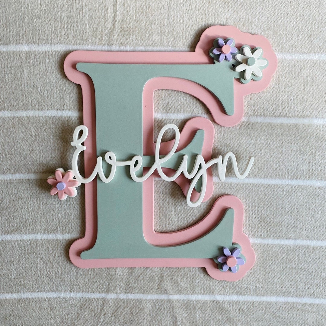 Baby Girl Wooden Letters, New Born Name Sign, Daisy Bedroom Plaque ...