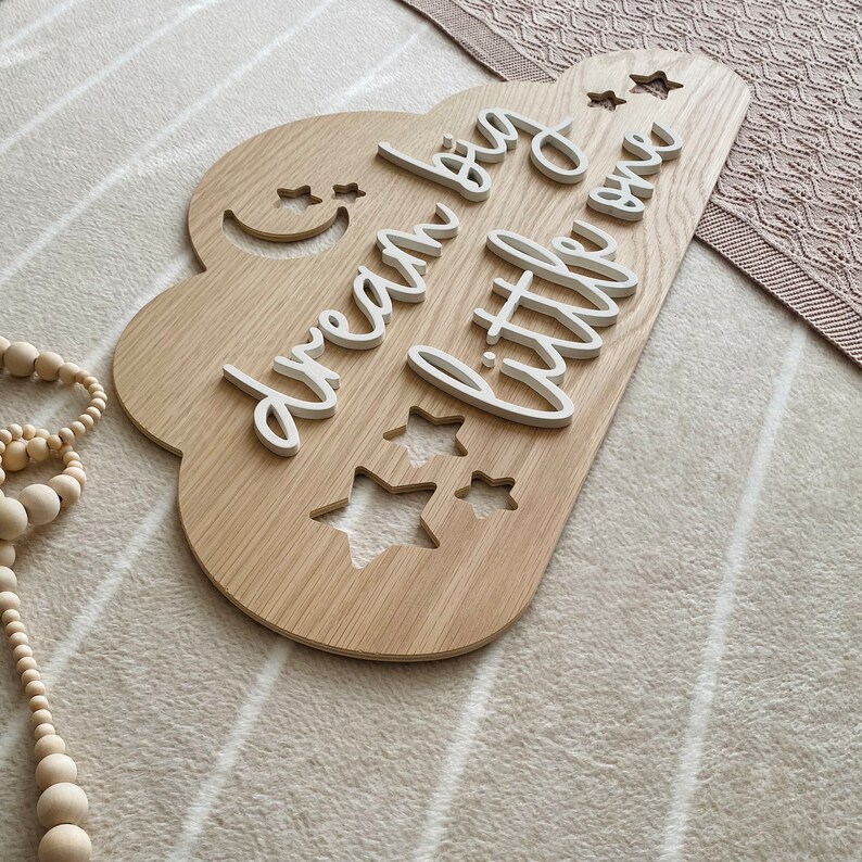 Dream Big Little One Sign, Wooden Cloud Nursery Decor, Children's ...